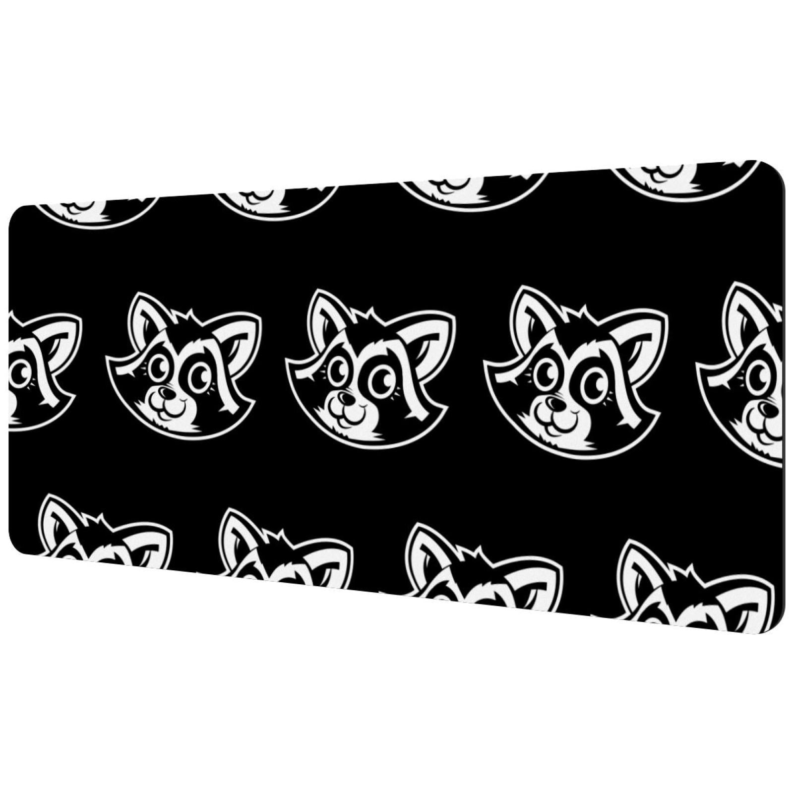 OWNHE Cute Black White Raccoon Animal Pattern Rectangular Extended Desk ...