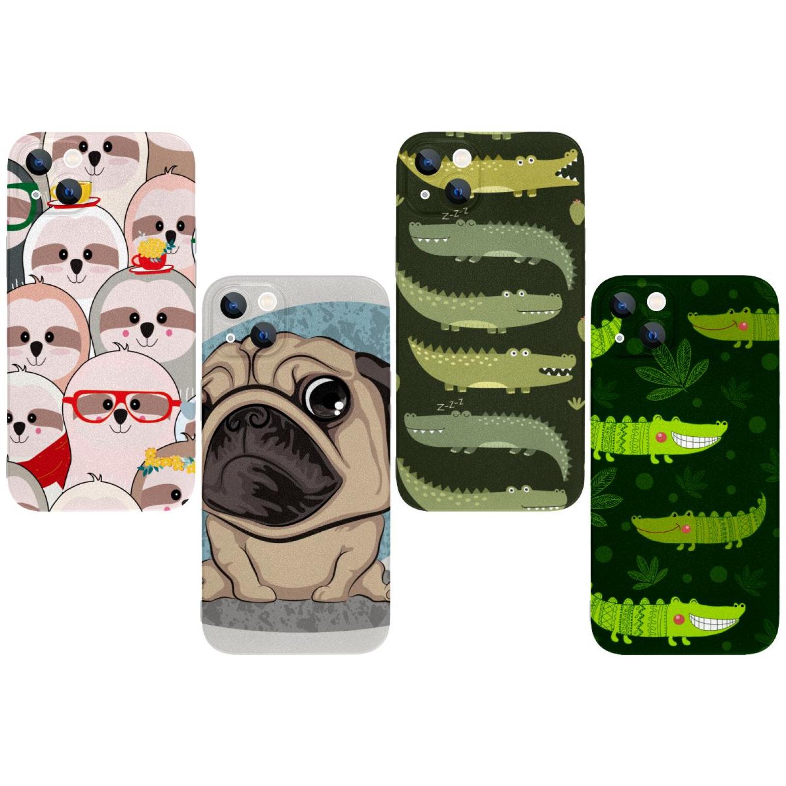 OWNHE Cute Funny Pug Puppy Dog Pattern 4-Pack Trendy Protective Phone ...