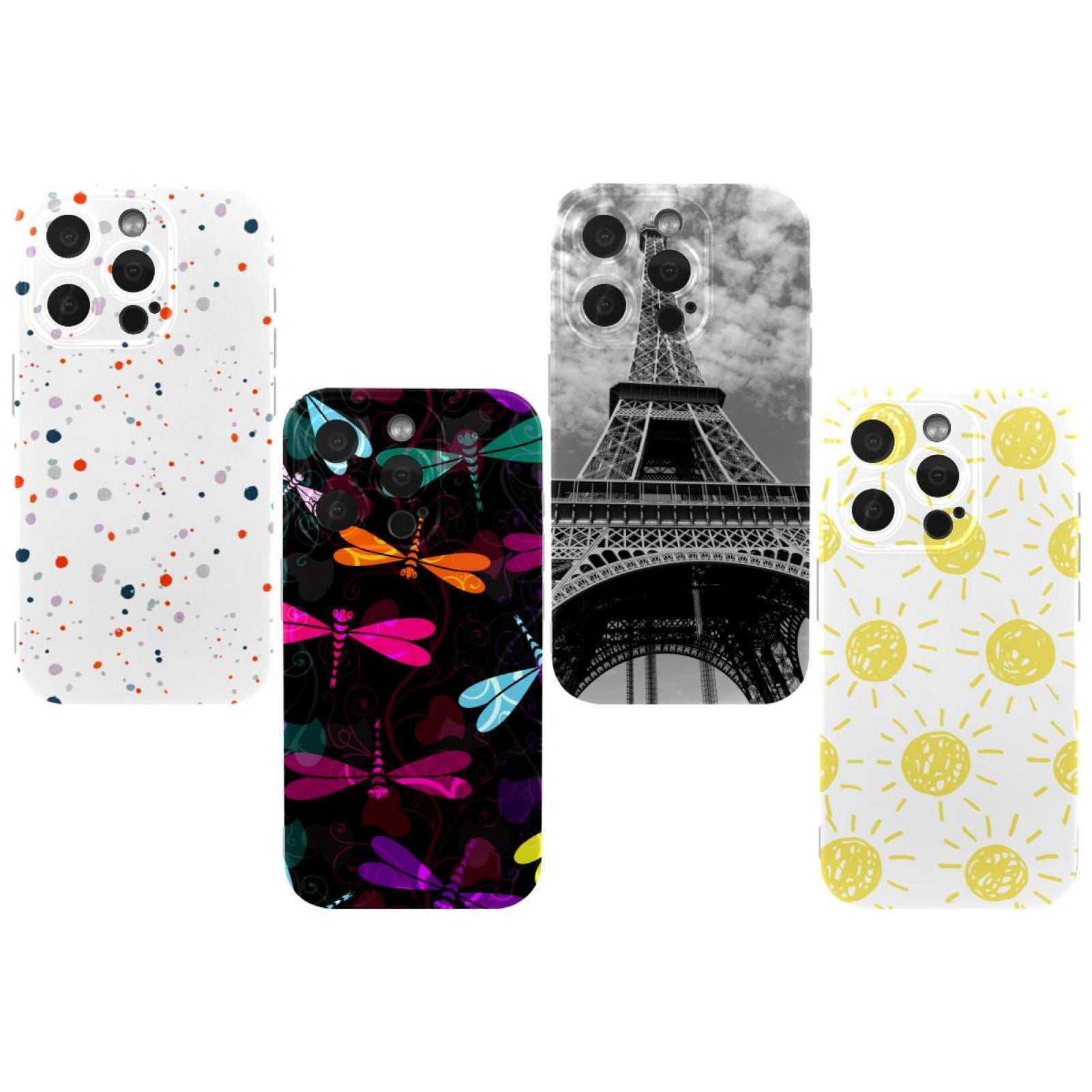 OWNHE Doodle Suns Pattern 4-Pack TPU Soft Case Set for iPhone 14 Pro/14 Pro Max/15 Pro/15 Pro ...
