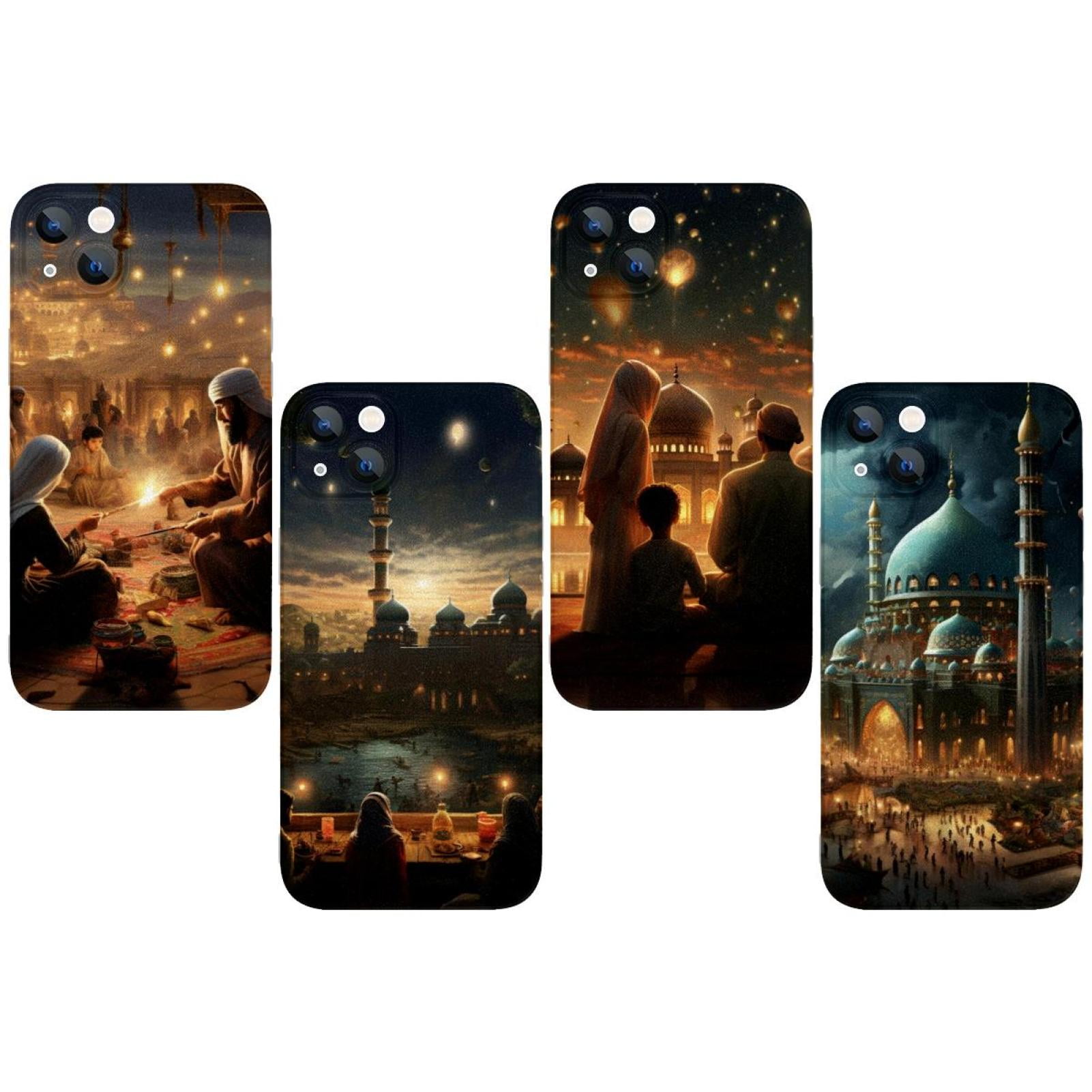 OWNHE Eid Al-fitr Pattern 4-Pack Trendy Protective Phone Case Quad-Pack ...