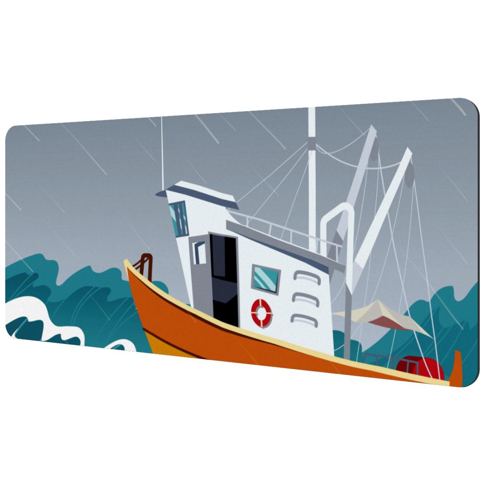 OWNHE Fishing Trawler Stormy Day Pattern Rectangular Extended Desk Pad ...