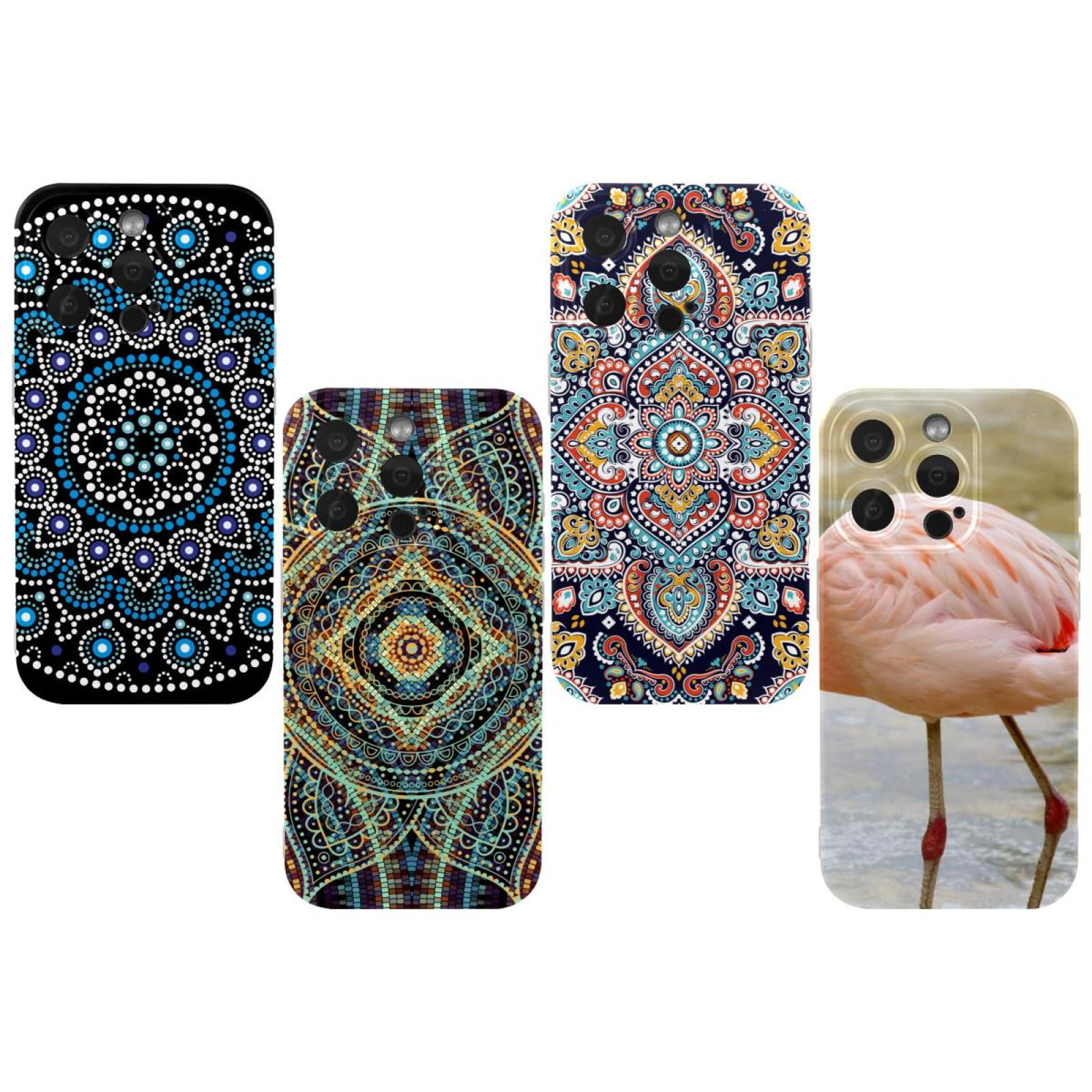 OWNHE Flamingo Pattern Pattern 4-Pack TPU Soft Case Set for iPhone 14 Pro/14 Pro Max/15 Pro/15 ...