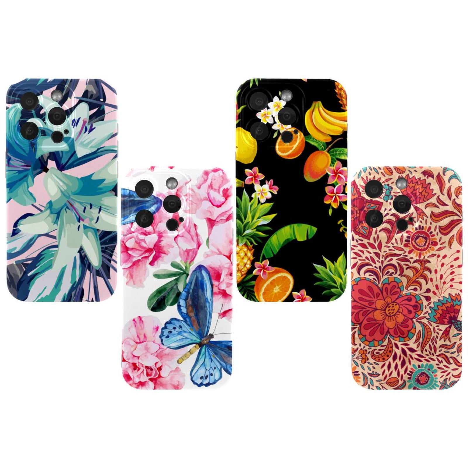 OWNHE Flower Pattern 4-Pack TPU Soft Case Set for iPhone 14 Pro/14 Pro Max/15 Pro/15 Pro Max ...