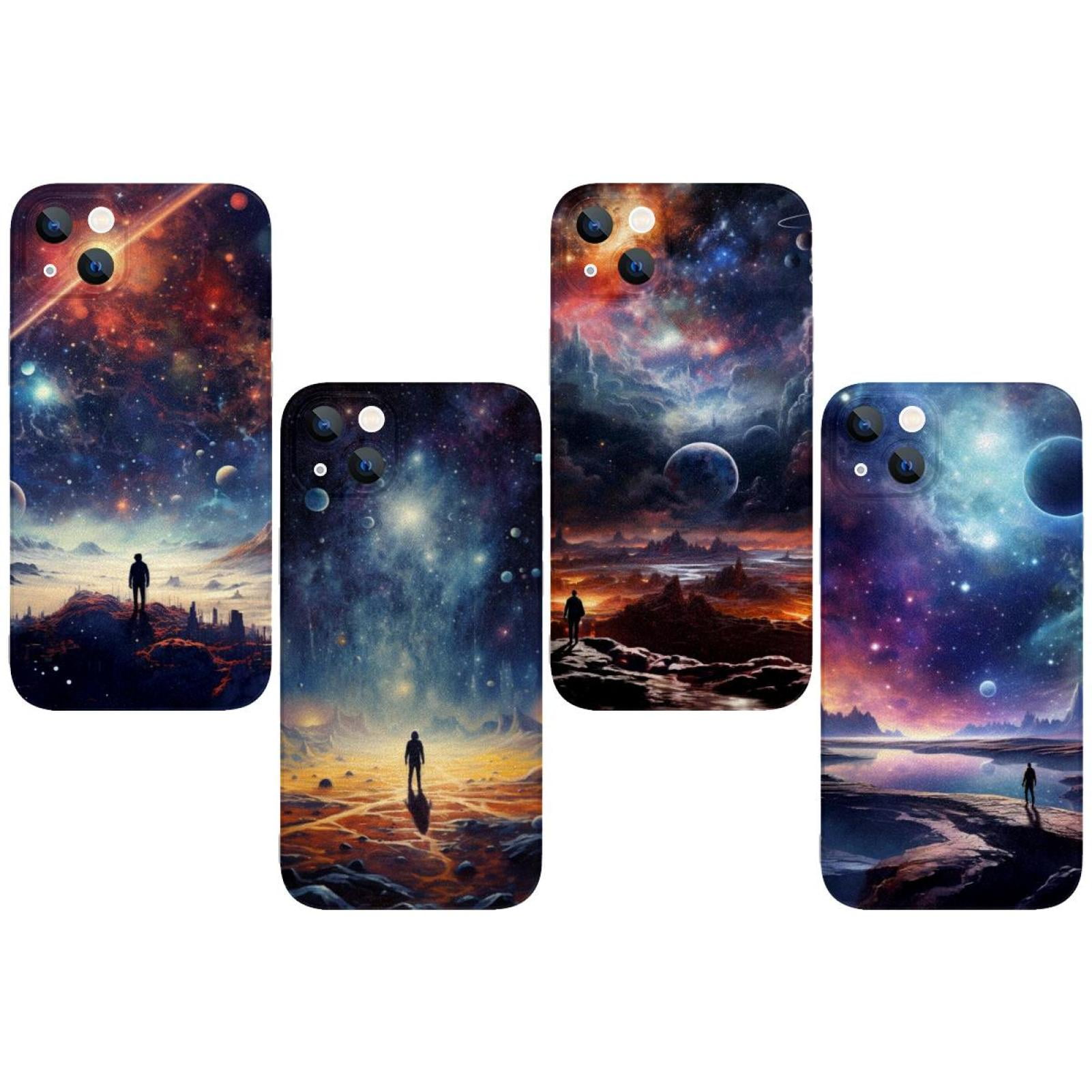 OWNHE Galactic Space Pattern 4-Pack Trendy Protective Phone Case Quad-Pack for iPhone 14/14 Plus ...