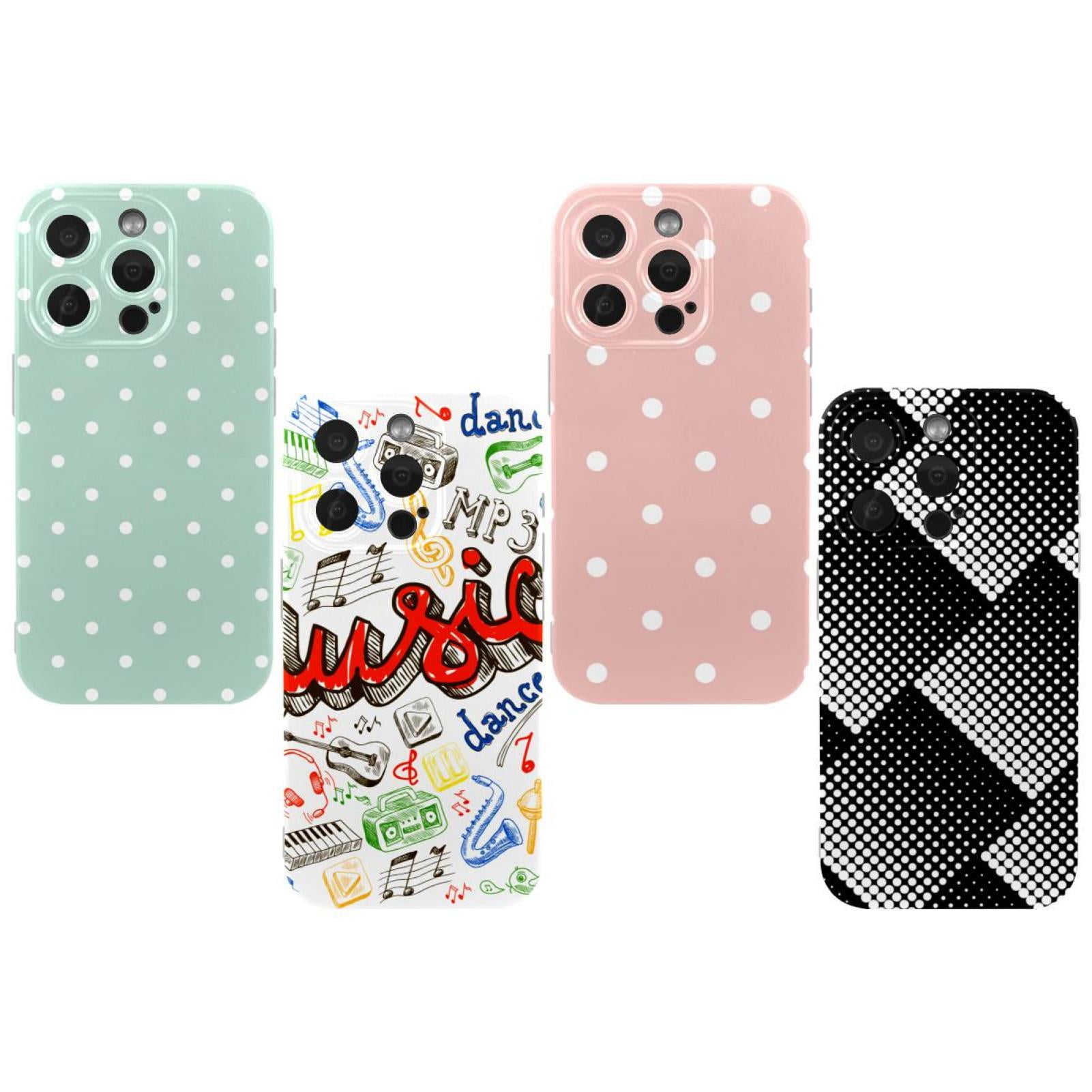 OWNHE Halftone Design in Black and White Dots Pattern 4-Pack TPU Soft Case Set for iPhone 14 Pro ...
