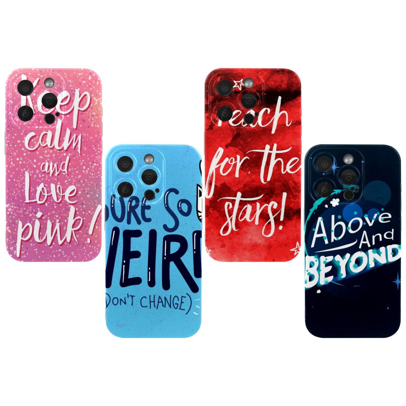 OWNHE Inspirational Lettering Galaxy Pattern 4-Pack TPU Soft Case Set ...