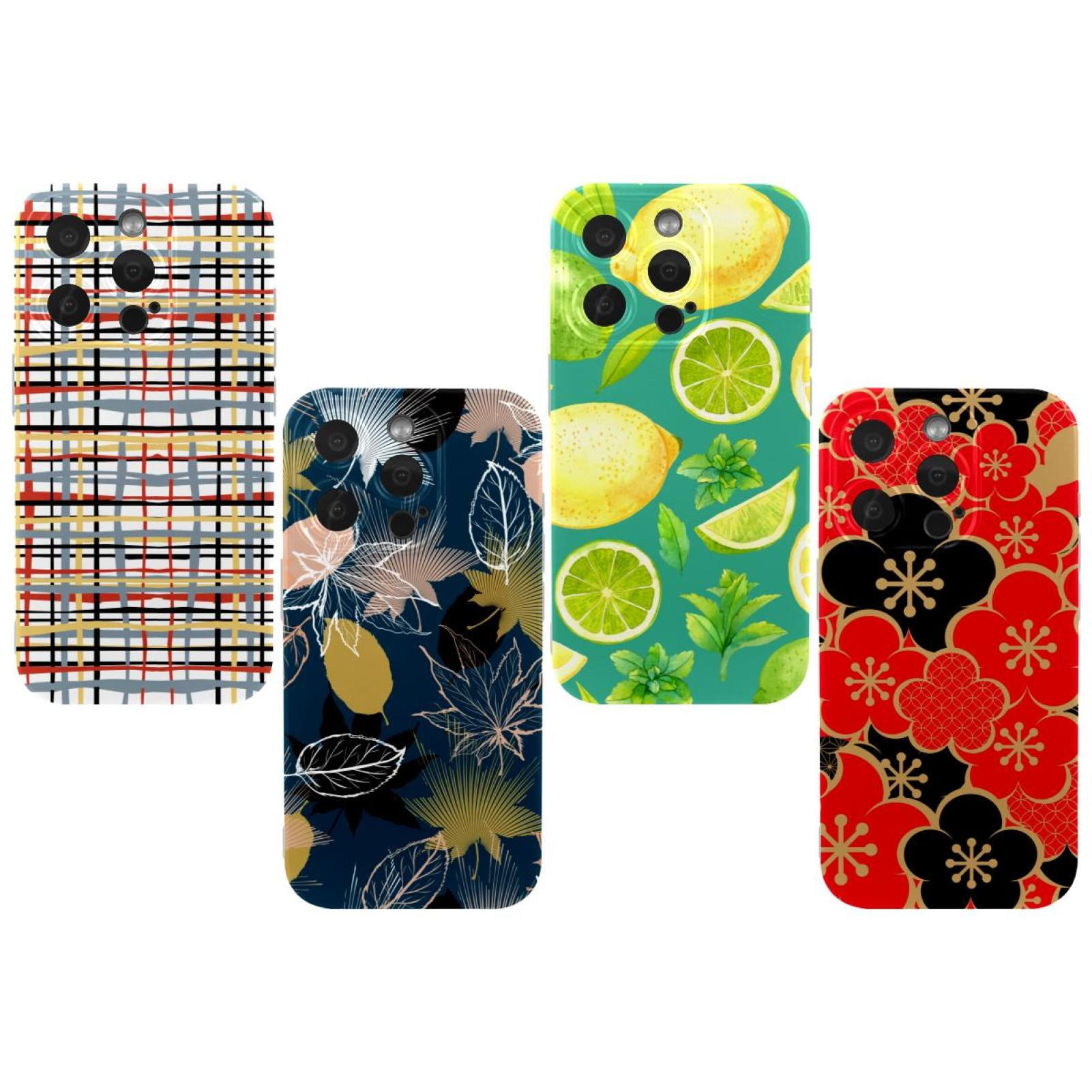 OWNHE Japan Flower Floral Pattern 4-Pack TPU Soft Case Set for iPhone 14 Pro/14 Pro Max/15 Pro ...