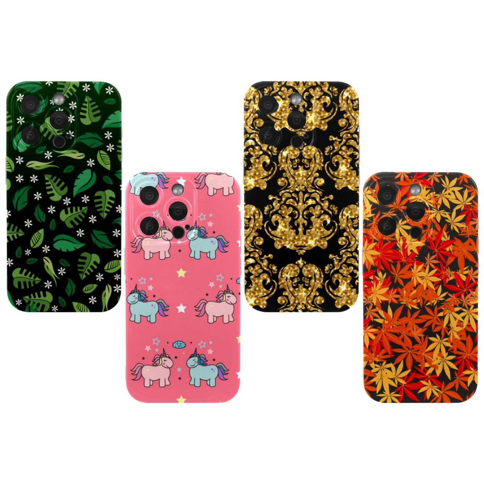 OWNHE Japanese Maple Pattern 4-Pack TPU Soft Case Set for iPhone 14 Pro/14 Pro Max/15 Pro/15 Pro ...