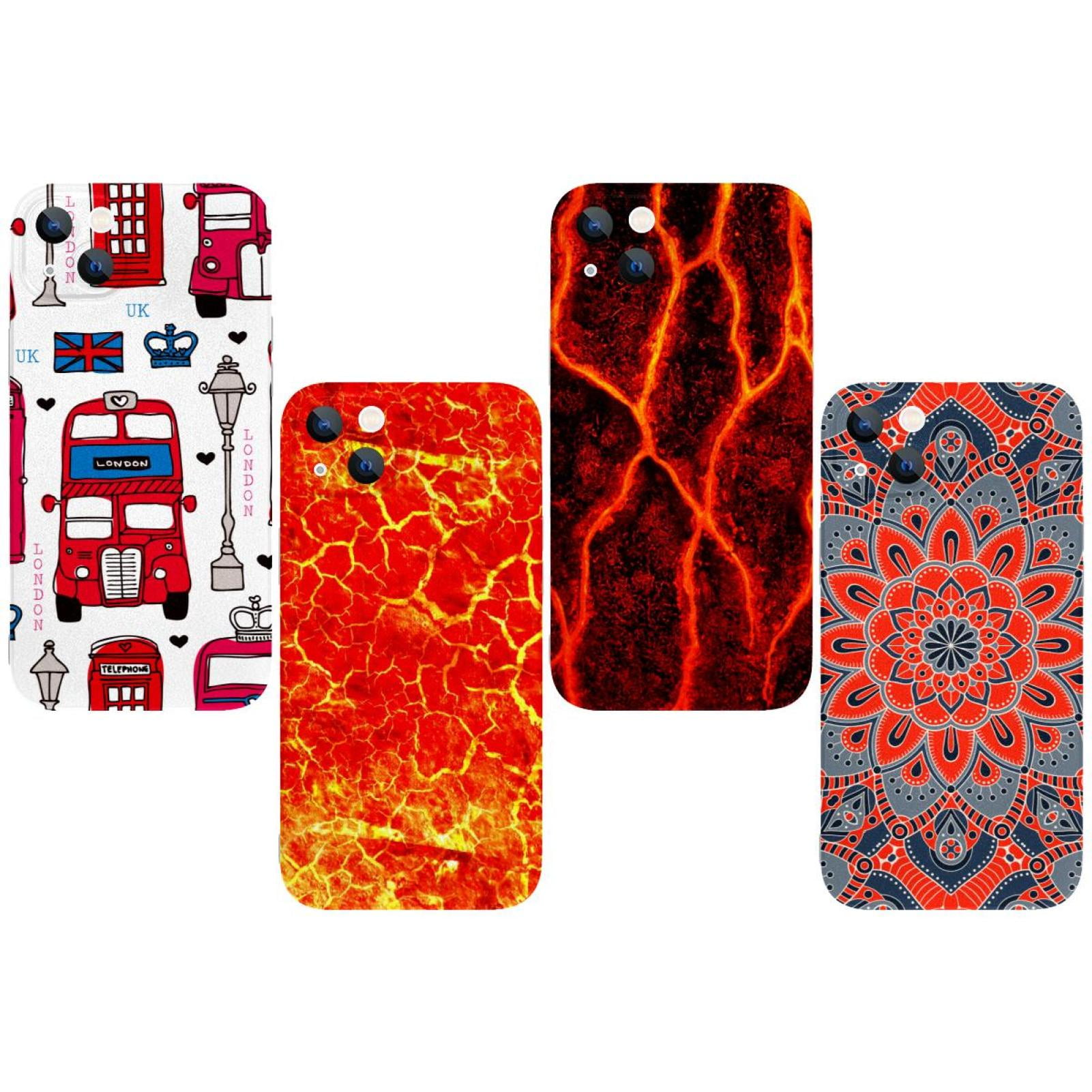 OWNHE Lava Orange Magma Pattern 4-Pack Trendy Protective Phone Case ...