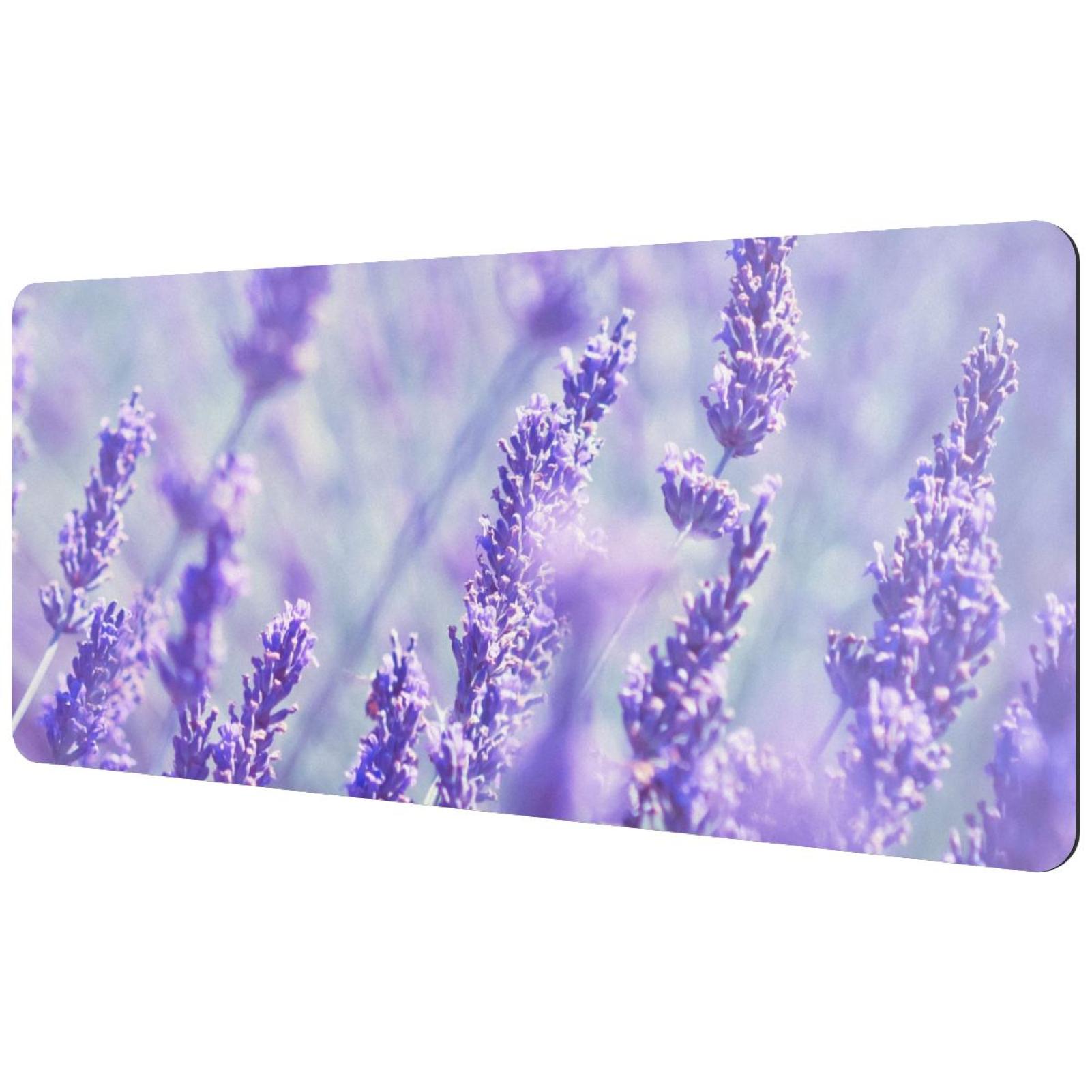 OWNHE Lavender Pattern Rectangular Extended Desk Pad with Non-Slip ...