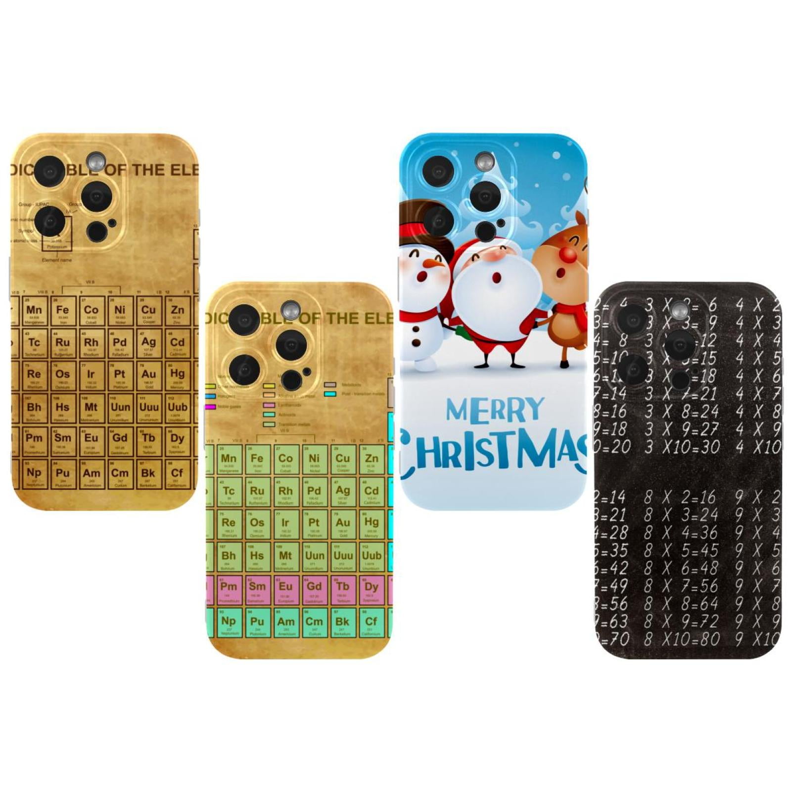 OWNHE Mathematical Multiplication Table Black Pattern 4-Pack TPU Soft ...