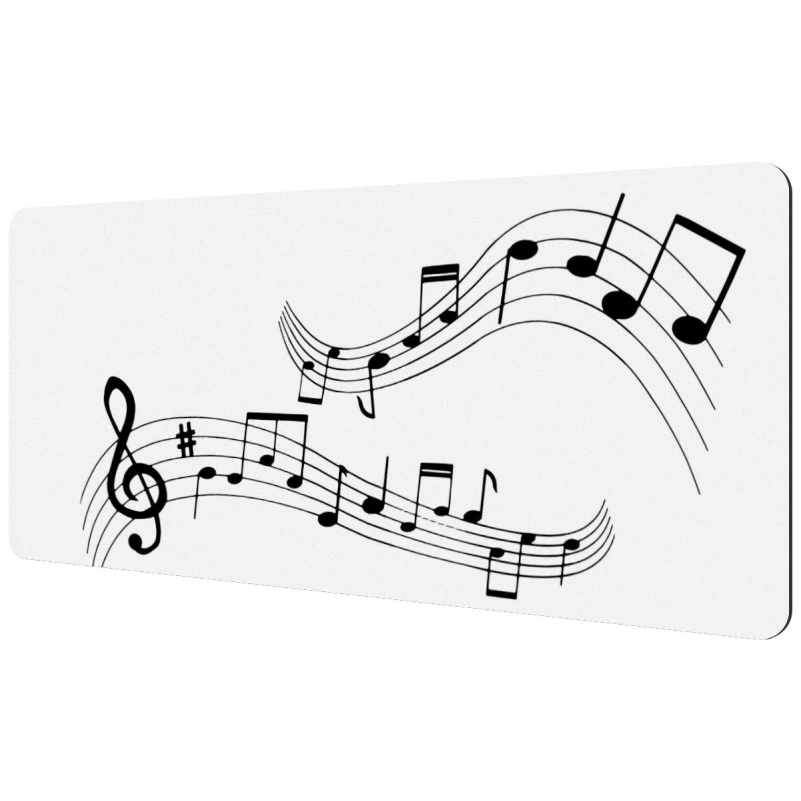 OWNHE Music Note Black White Stave Pattern Rectangular Extended Desk ...