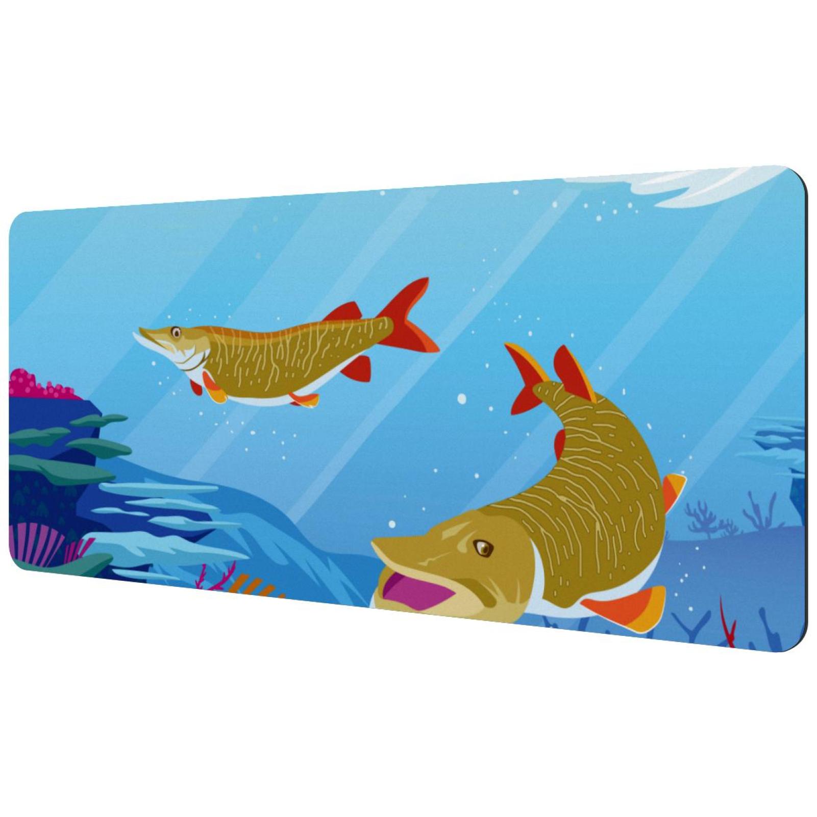 OWNHE Muskie in the Lake Pattern Rectangular Extended Desk Pad with Non ...
