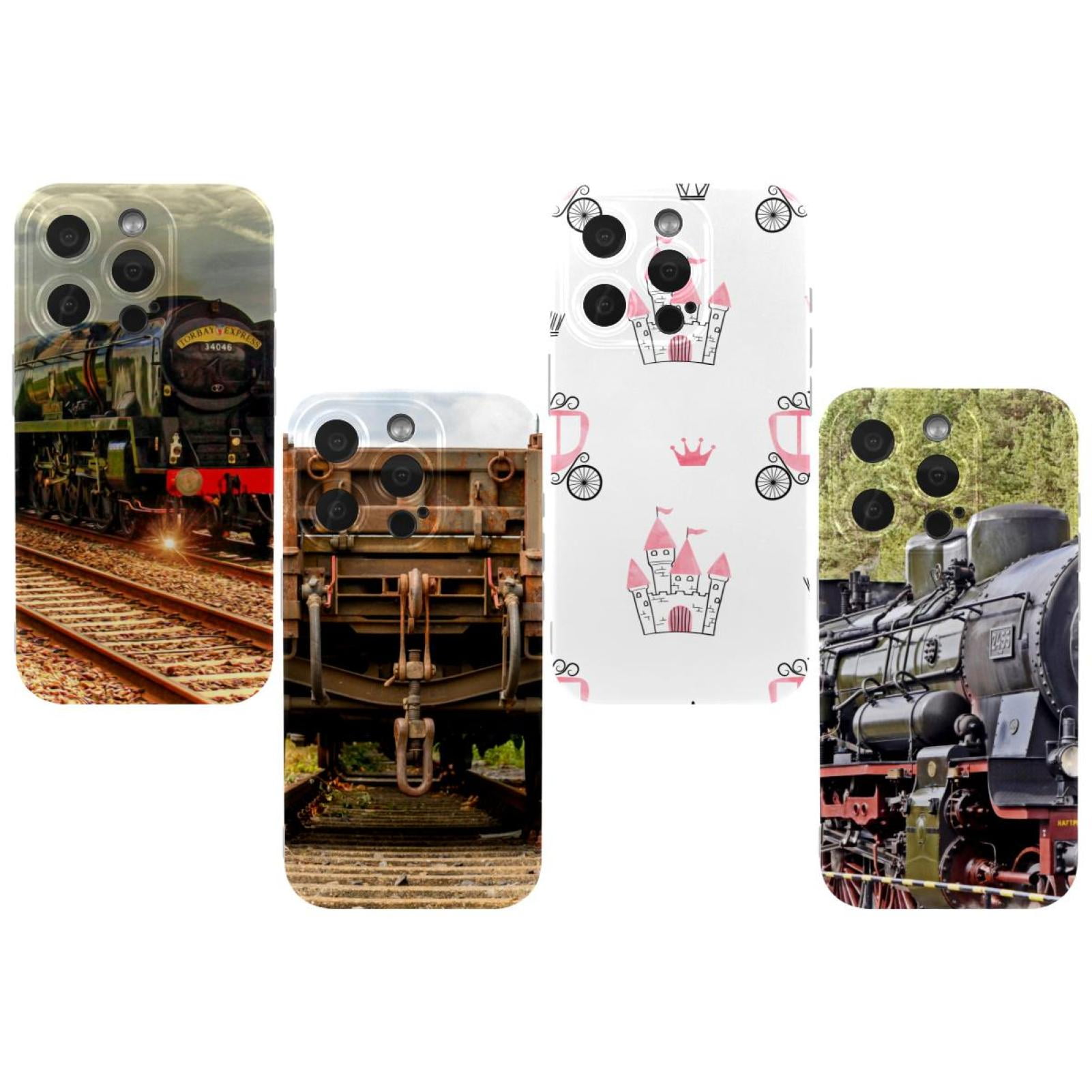 OWNHE Old Steam Train Locomotive Pattern 4-Pack TPU Soft Case Set for ...