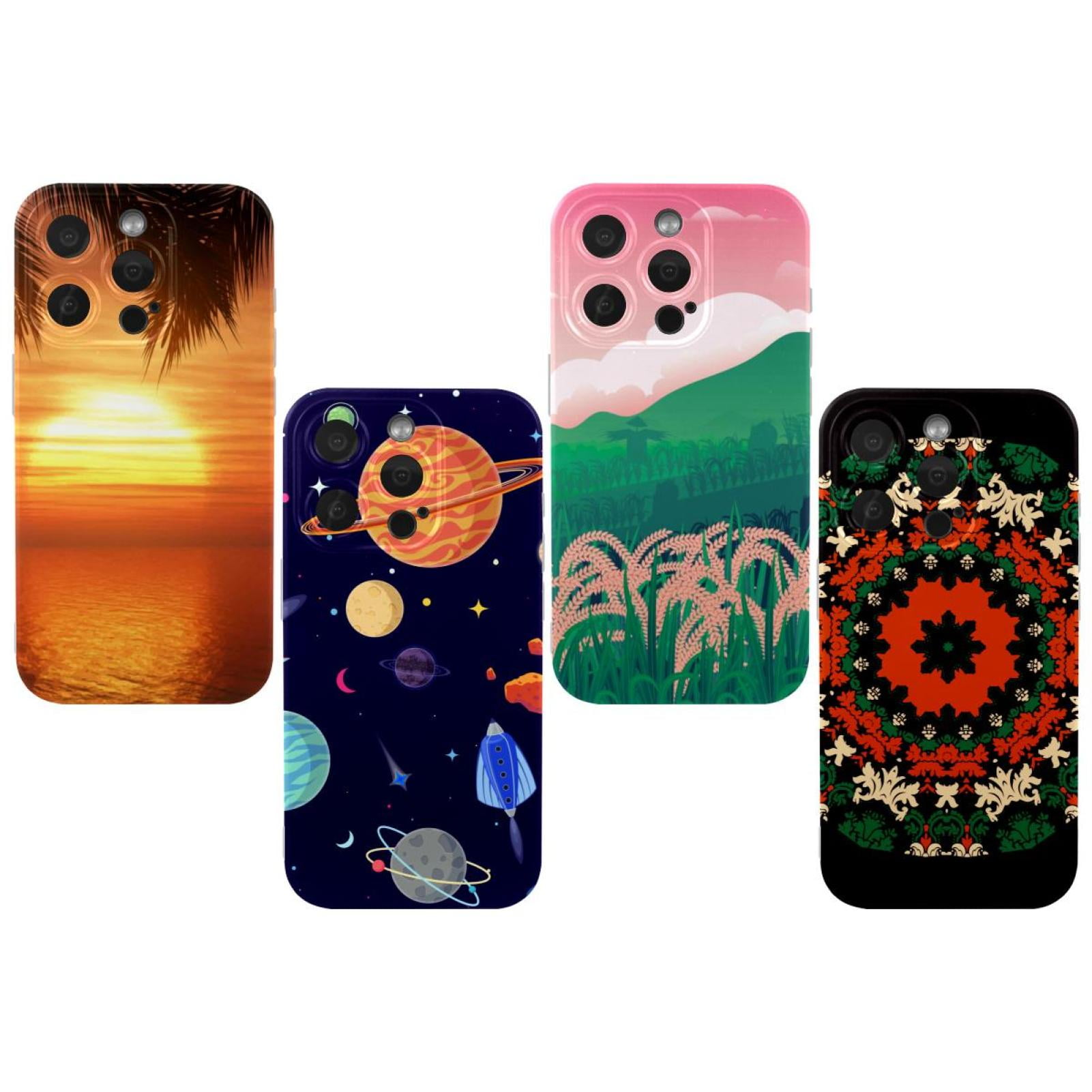 OWNHE Ornament Background Pattern 4-Pack TPU Soft Case Set for iPhone 14 Pro/14 Pro Max/15 Pro ...