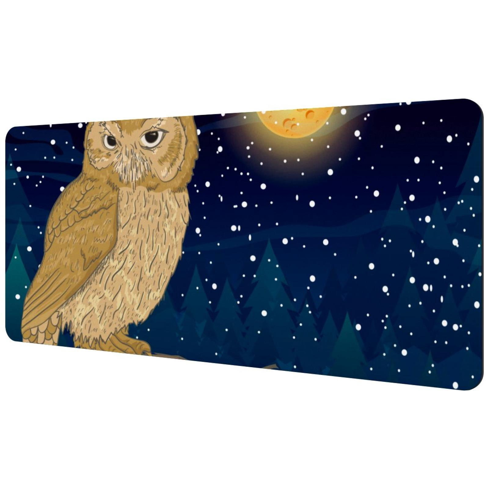 OWNHE Owl Full Moon Forest Night Pattern Rectangular Extended Desk Pad ...