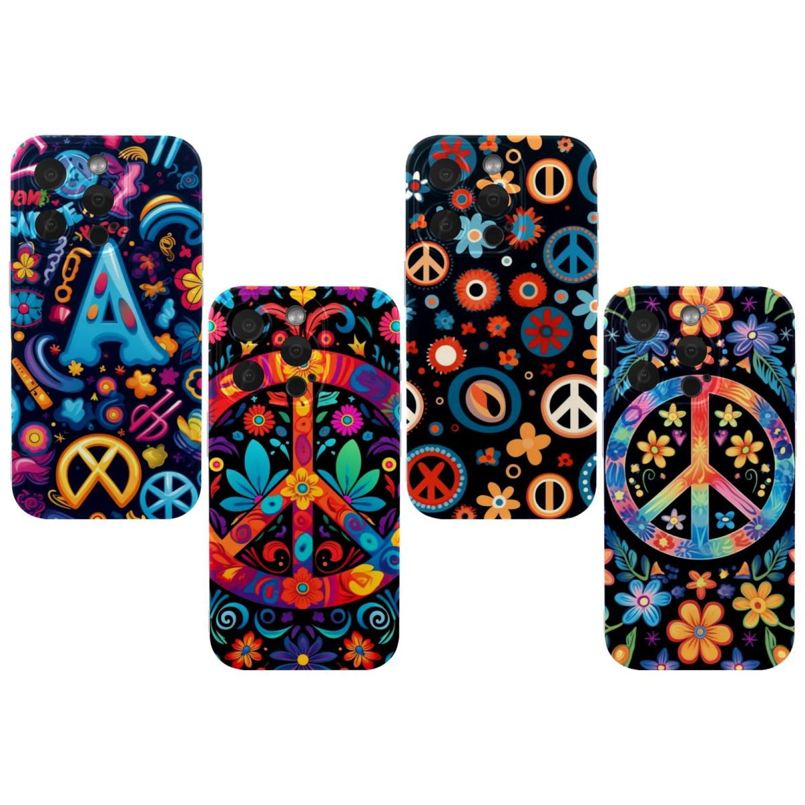 OWNHE Peace Pattern 4-Pack TPU Soft Case Set for iPhone 14 Pro/14 Pro Max/15 Pro/15 Pro Max ...