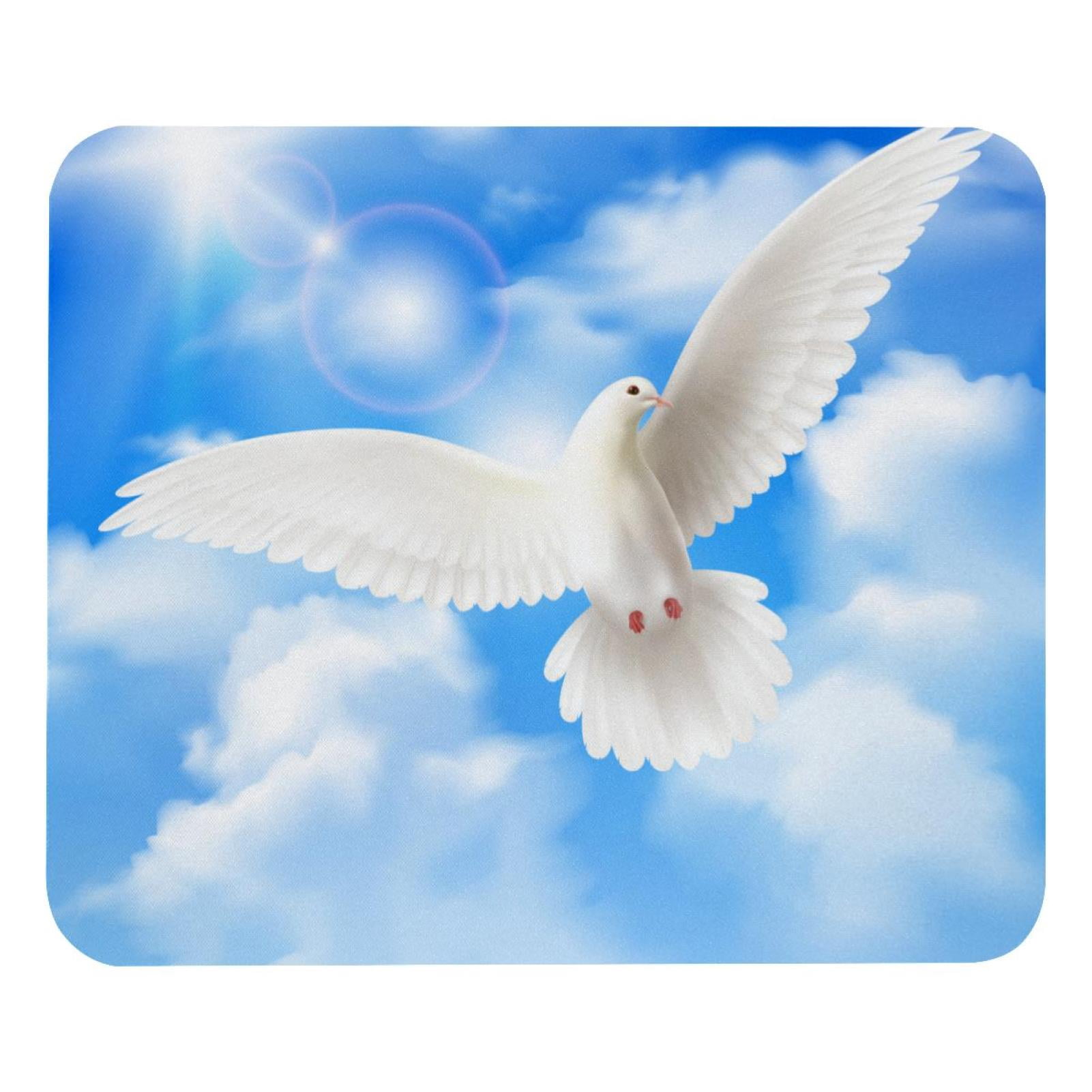 OWNHE Pentcost White Pigeon Dove Blue Sky Clouds Pattern Mouse Pad Desk ...
