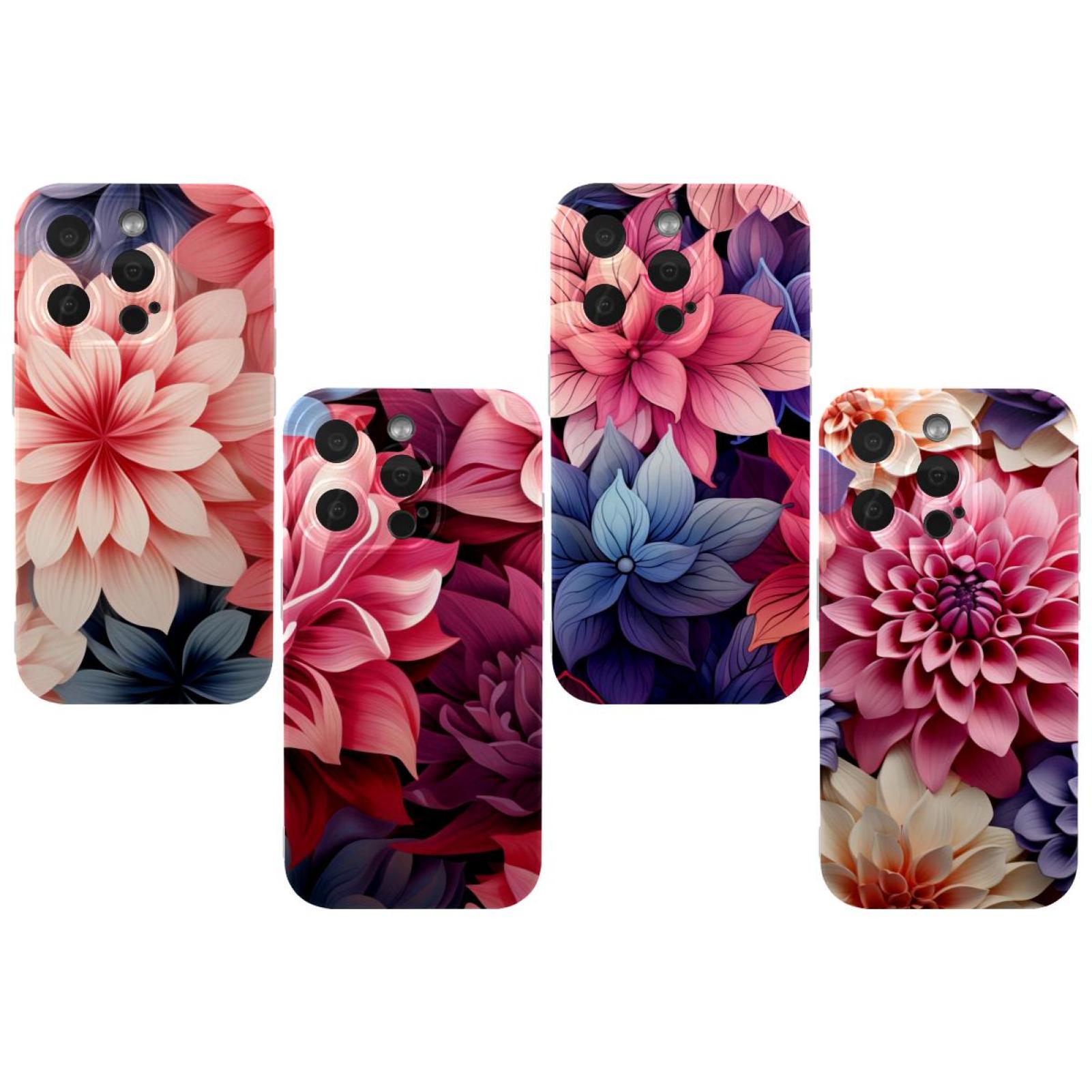OWNHE Petals Flowers Pattern 4-Pack TPU Soft Case Set for iPhone 14 Pro/14 Pro Max/15 Pro/15 Pro ...