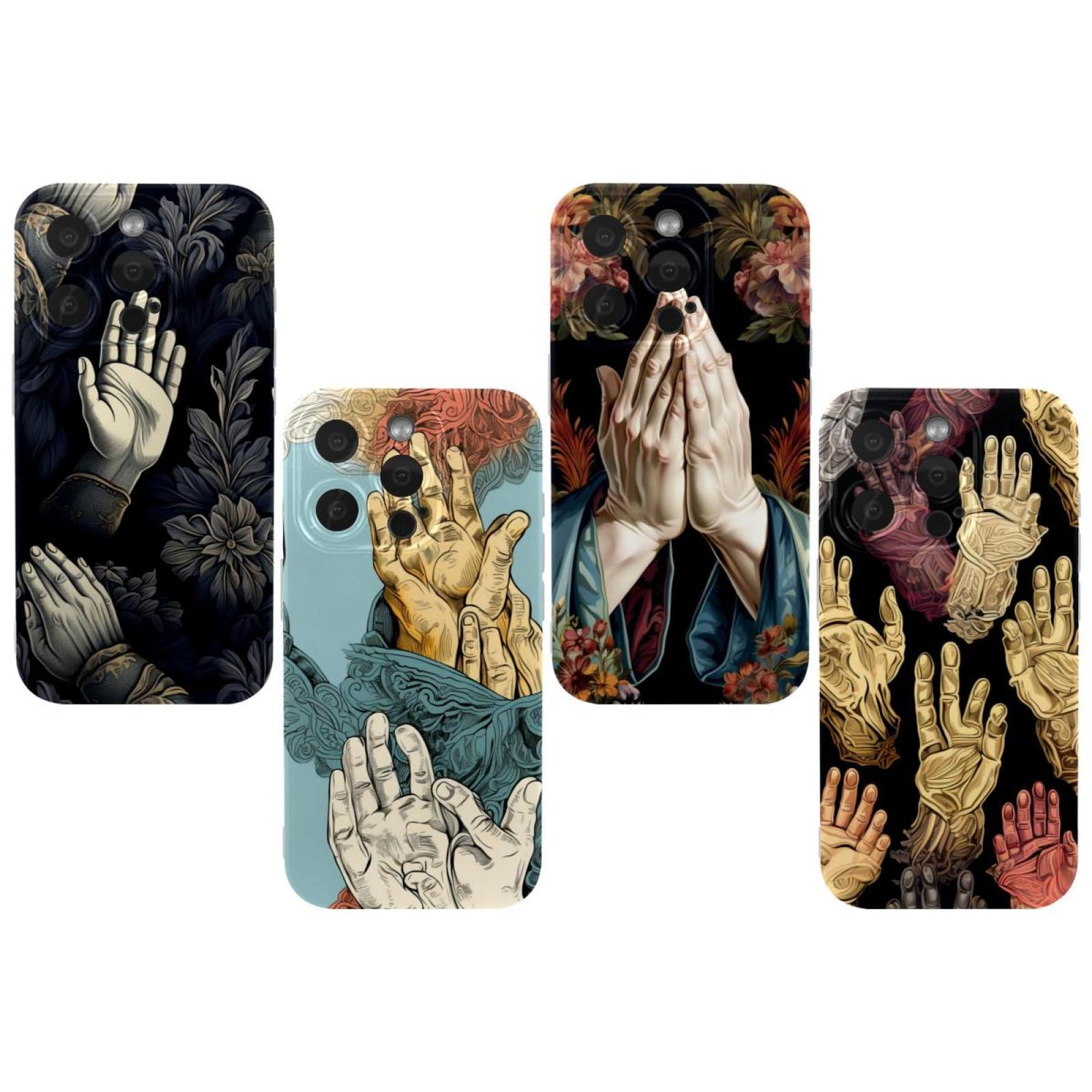 OWNHE Praying Hands Pattern 4-Pack TPU Soft Case Set for iPhone 14 Pro ...
