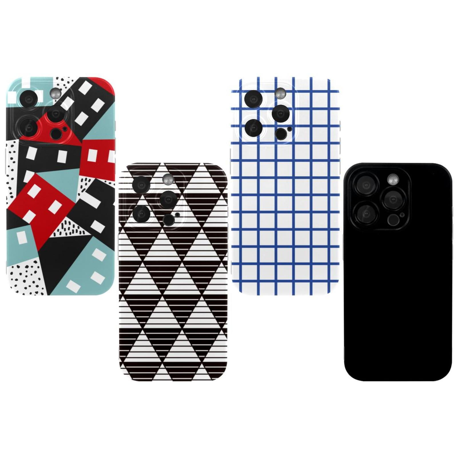 OWNHE Pure Black Pattern 4-Pack TPU Soft Case Set for iPhone 14 Pro/14 Pro Max/15 Pro/15 Pro Max ...