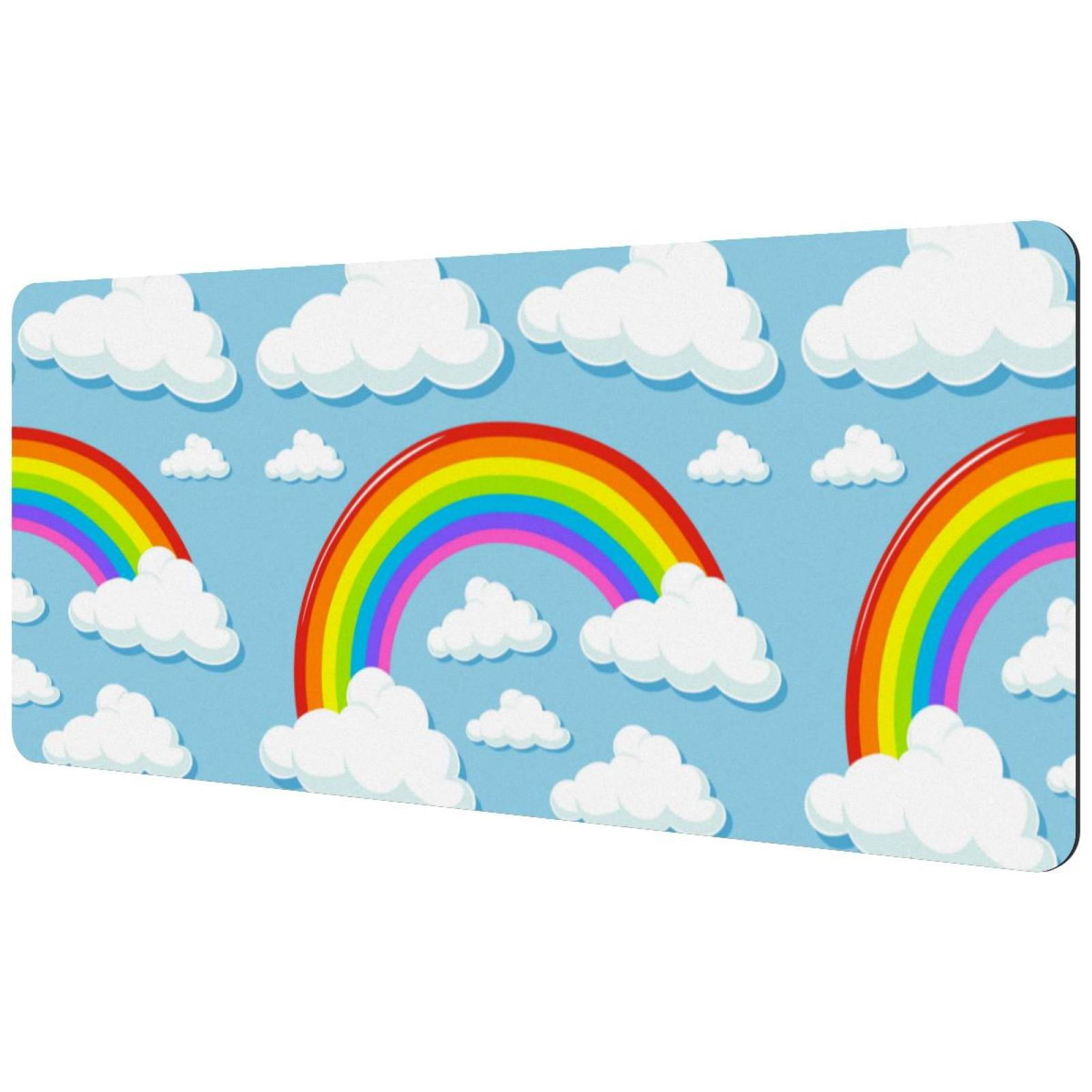 OWNHE Rainbow Print Pattern Rectangular Extended Desk Pad with Non-Slip ...