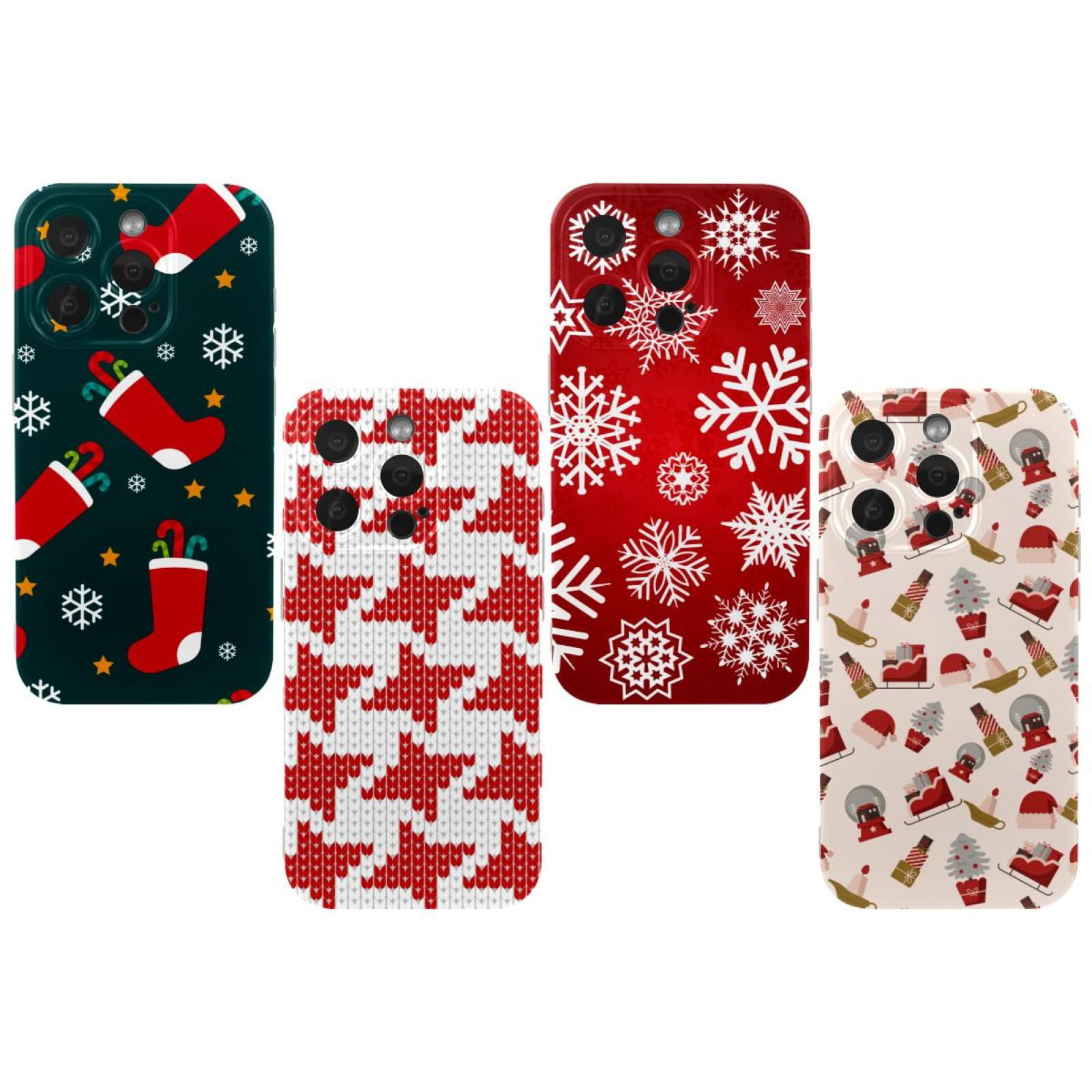 OWNHE Red Christmas Sled-01 Pattern 4-Pack TPU Soft Case Set for iPhone ...