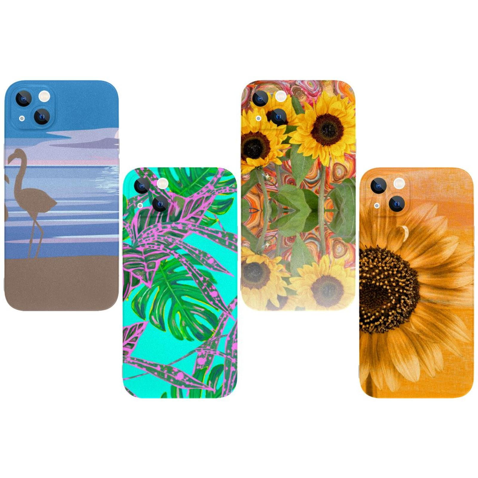 OWNHE Rosy Green Tropical Palm Leaves Pattern 4-Pack Trendy Protective ...