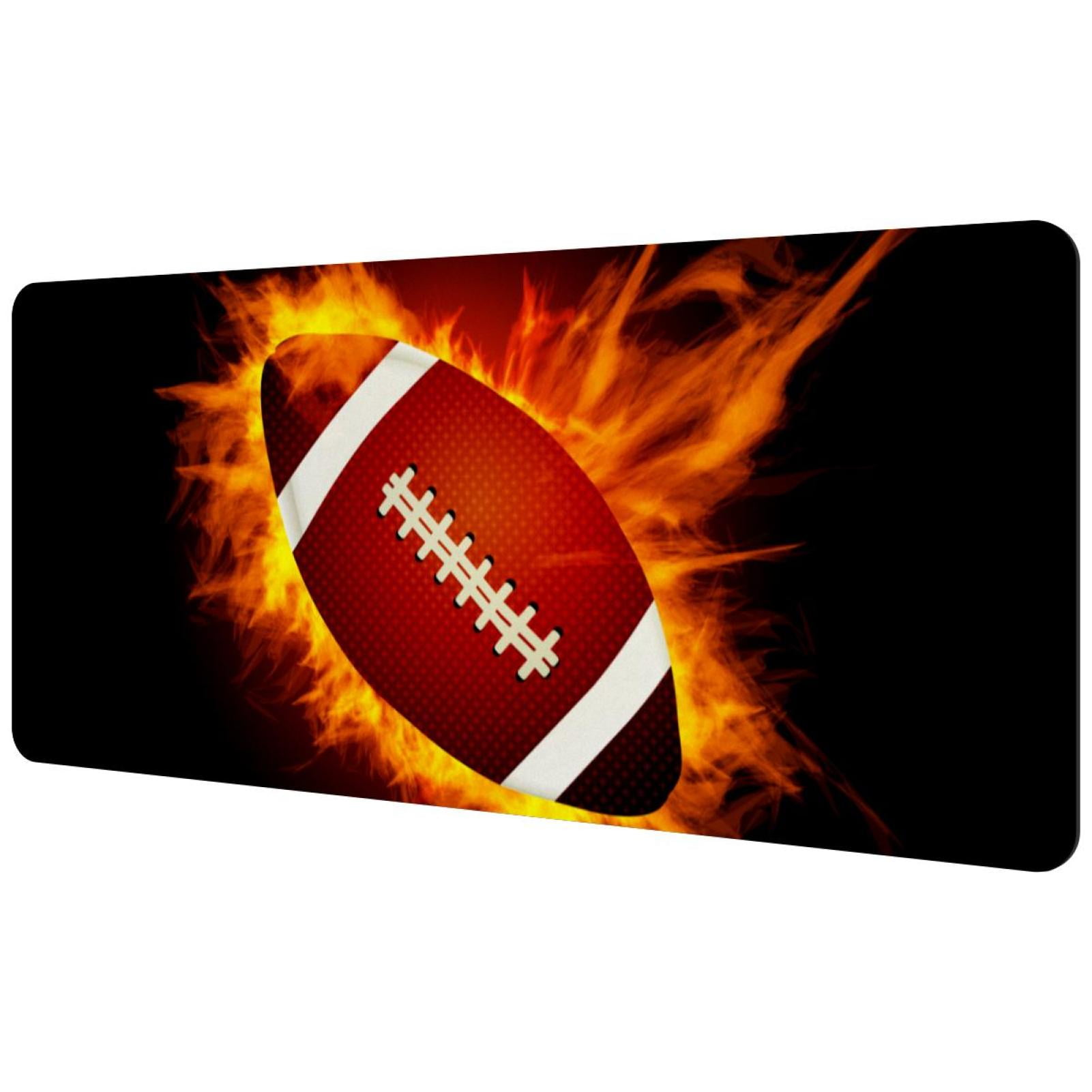 OWNHE Rugby Ball Fire Black Pattern Rectangular Extended Desk Pad with ...