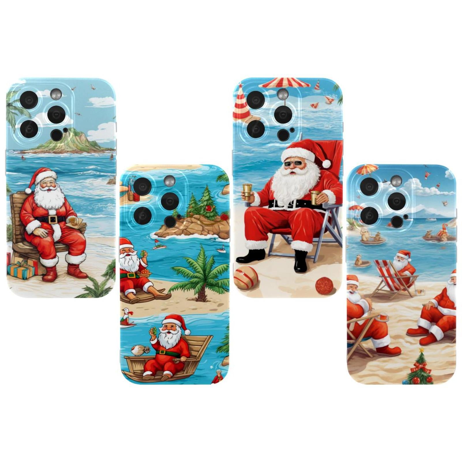 OWNHE Santa Claus on vacation at the beach Pattern 4-Pack TPU Soft Case ...