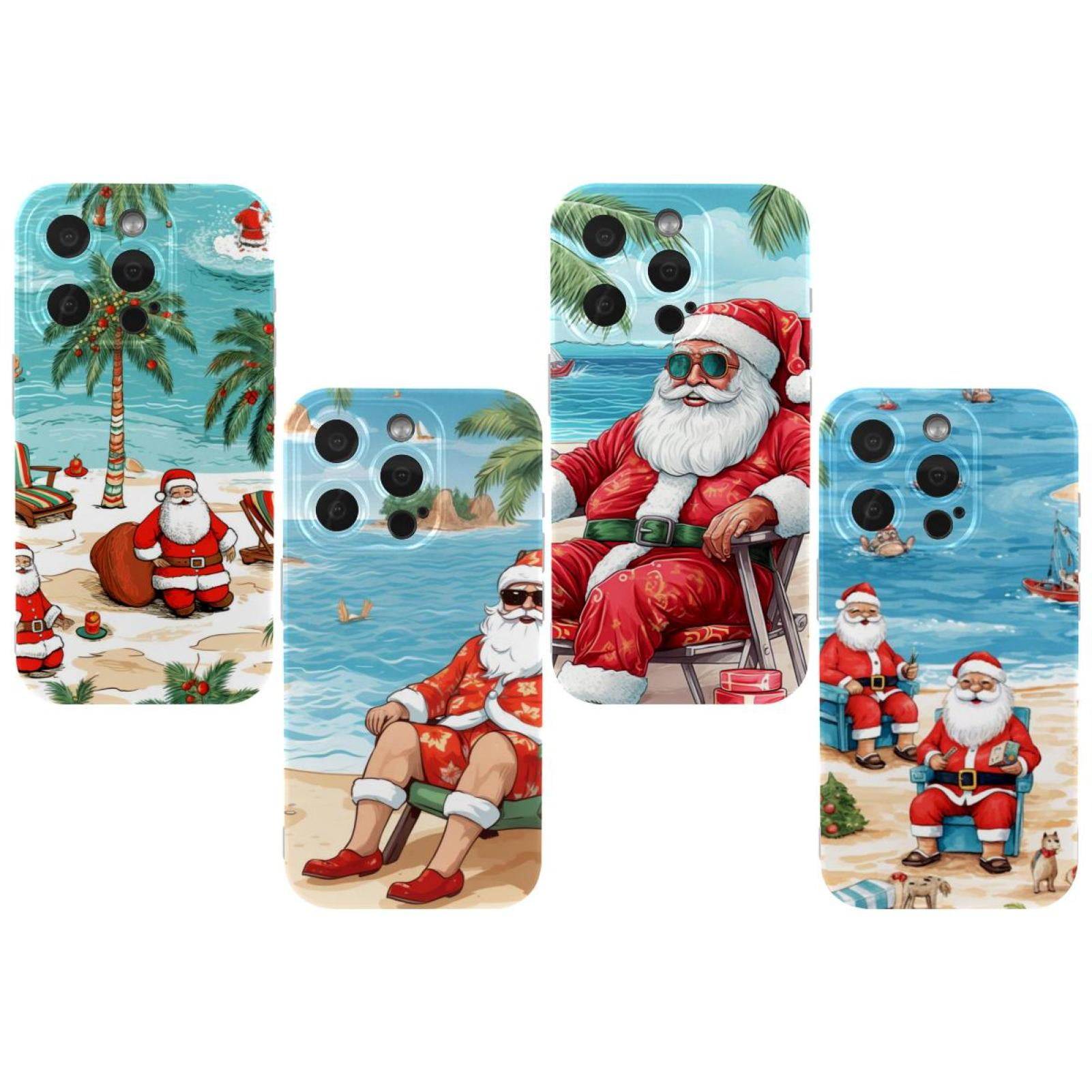 OWNHE Santa Claus on vacation at the beach Pattern 4-Pack TPU Soft Case ...
