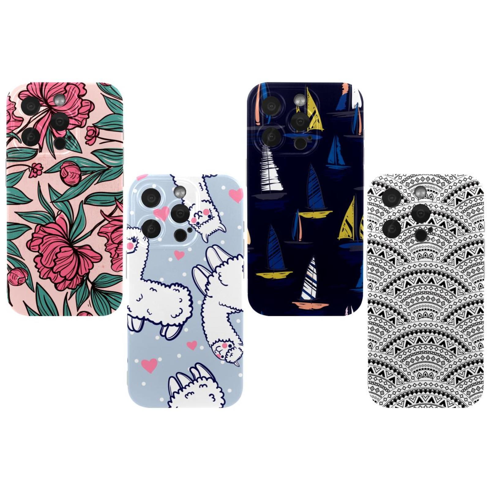 OWNHE Sashiko Japanese Mandala Henna Scales Pattern 4-Pack TPU Soft Case Set for iPhone 14 Pro ...