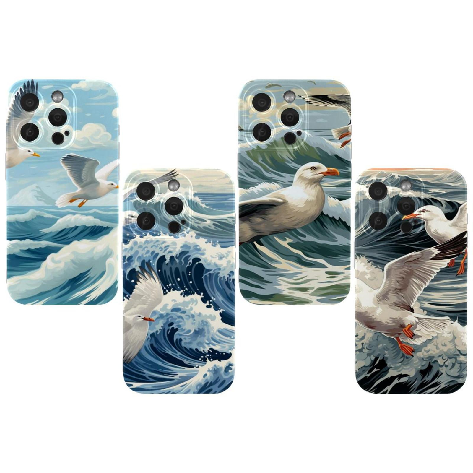 OWNHE Seagull Pattern 4-Pack TPU Soft Case Set for iPhone 14 Pro/14 Pro ...