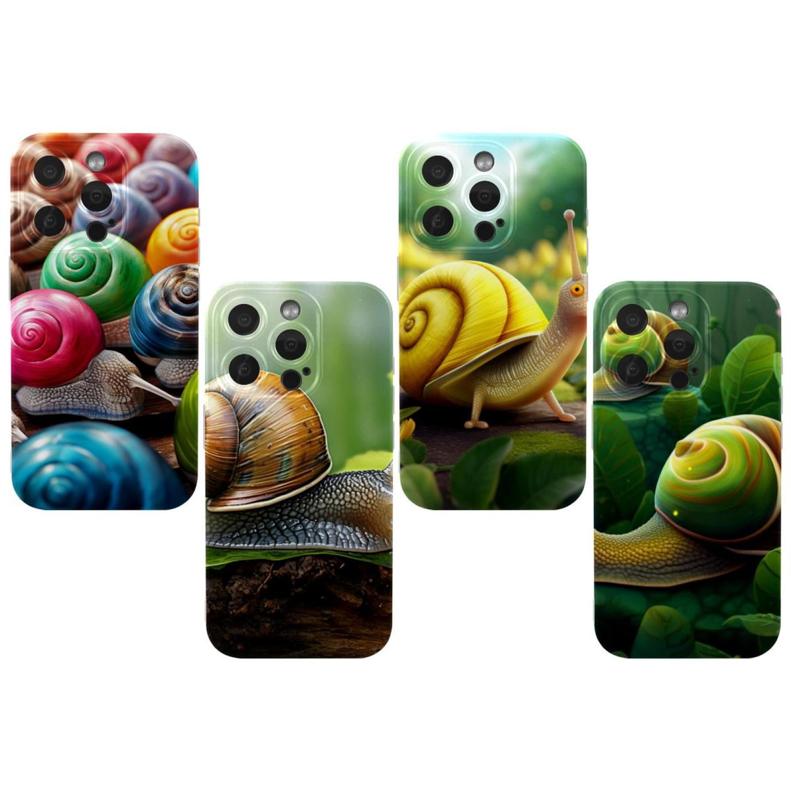 OWNHE Snails Pattern 4-Pack TPU Soft Case Set for iPhone 14 Pro/14 Pro ...