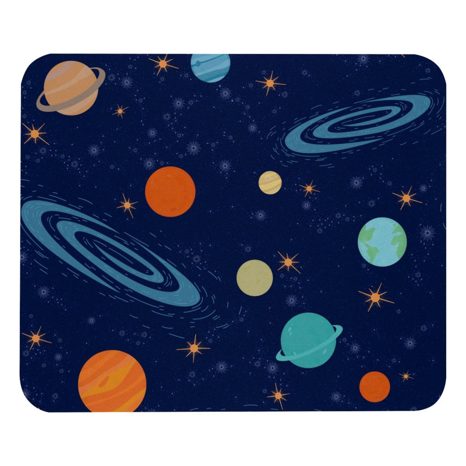 OWNHE Solar System Planets Stars Pattern Mouse Pad Desk Mat, Square Non ...