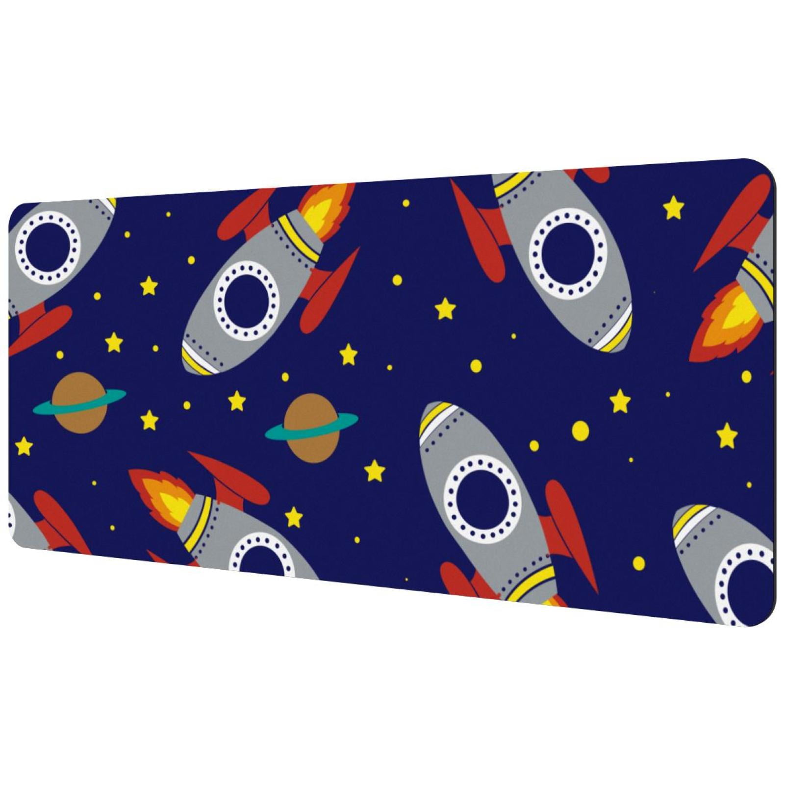 OWNHE Space Rocket Stars Pattern Rectangular Extended Desk Pad with Non ...
