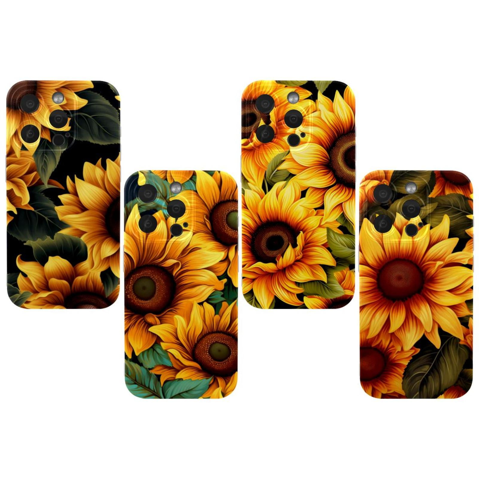 OWNHE Sunflowers Pattern 4-Pack TPU Soft Case Set for iPhone 14 Pro/14 Pro Max/15 Pro/15 Pro Max ...