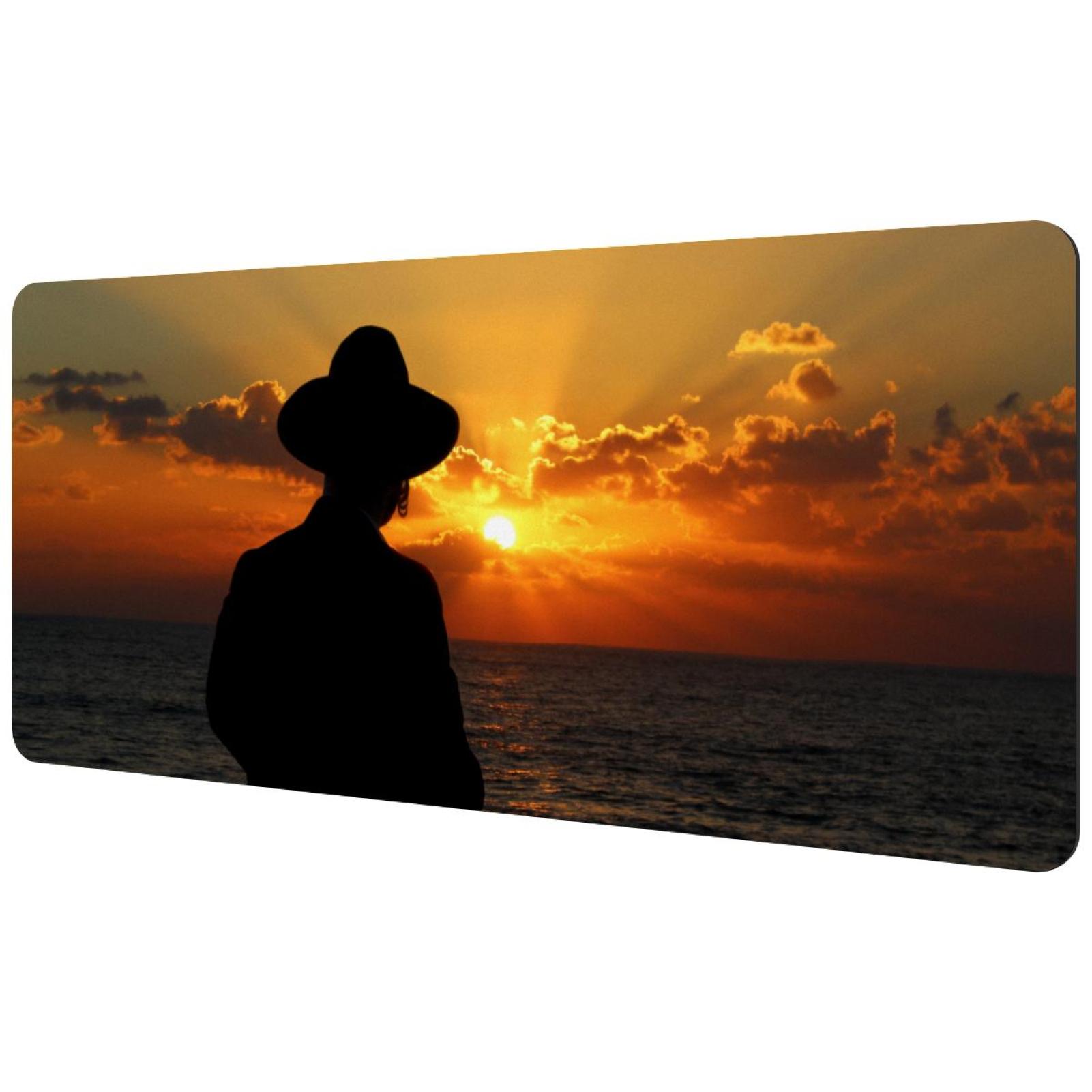 OWNHE Sunset Pattern Rectangular Extended Desk Pad with Non-Slip Rubber ...
