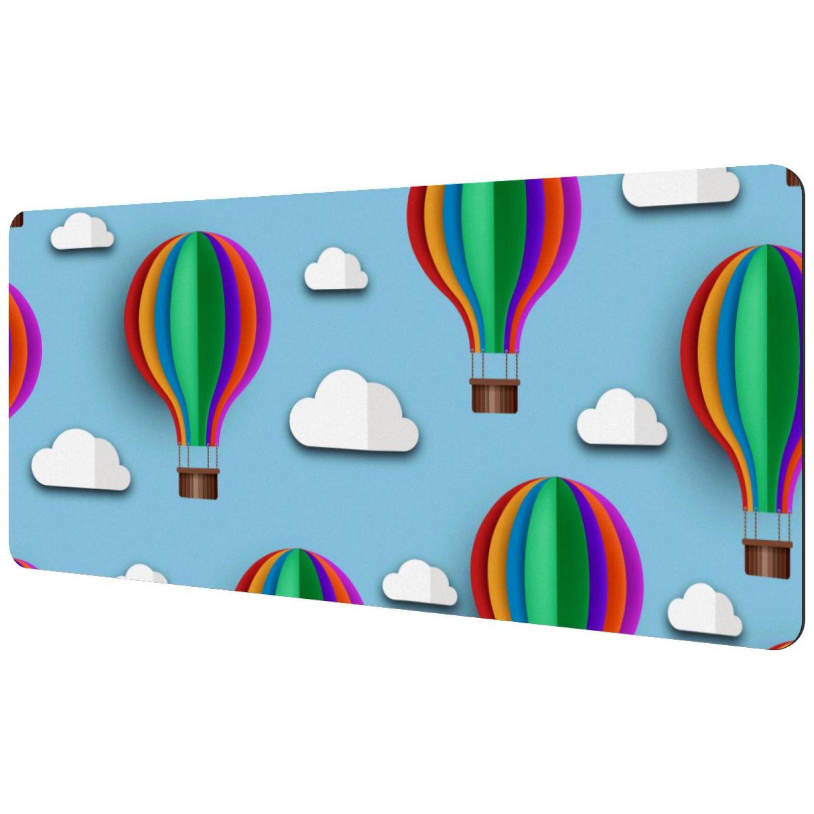 OWNHE Travel Blue Hot Air Balloon Pattern Rectangular Extended Desk Pad ...