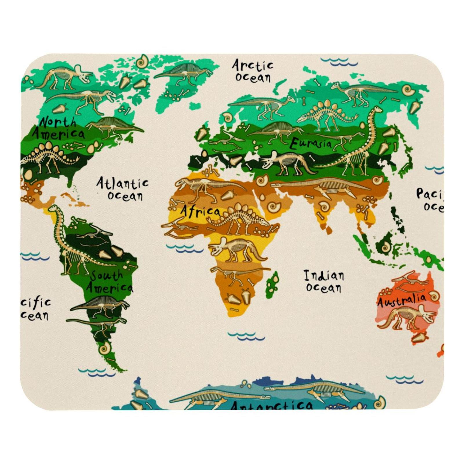 OWNHE World Map Pattern Mouse Pad Desk Mat, Square Non-Slip Rubber ...