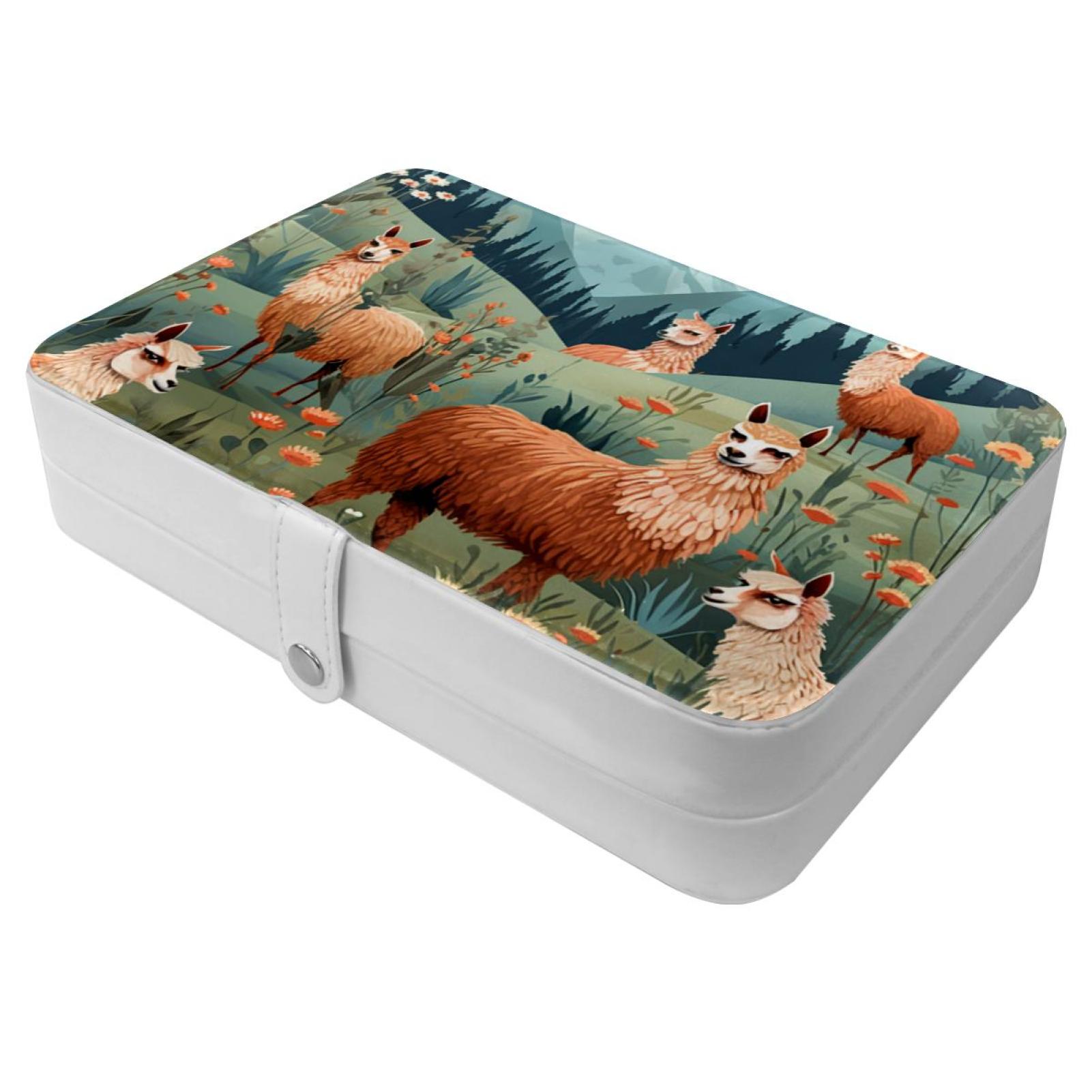 OWNMEMORY Alpaca Pattern Portable PU Leather Necklace Organizer with ...