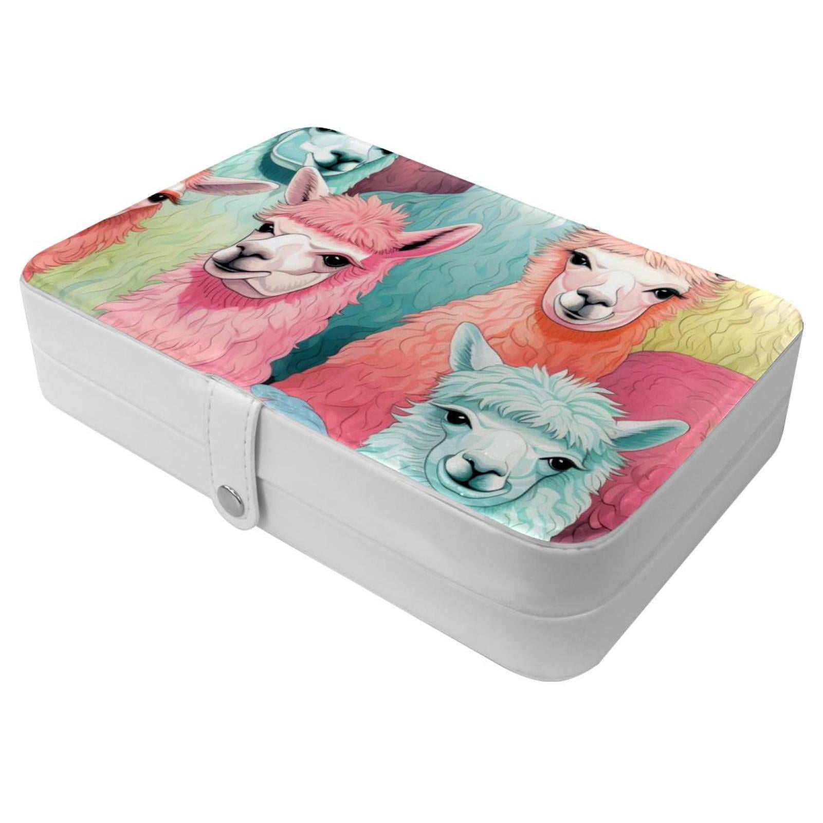 OWNMEMORY Alpaca Pattern Portable PU Leather Necklace Organizer with ...