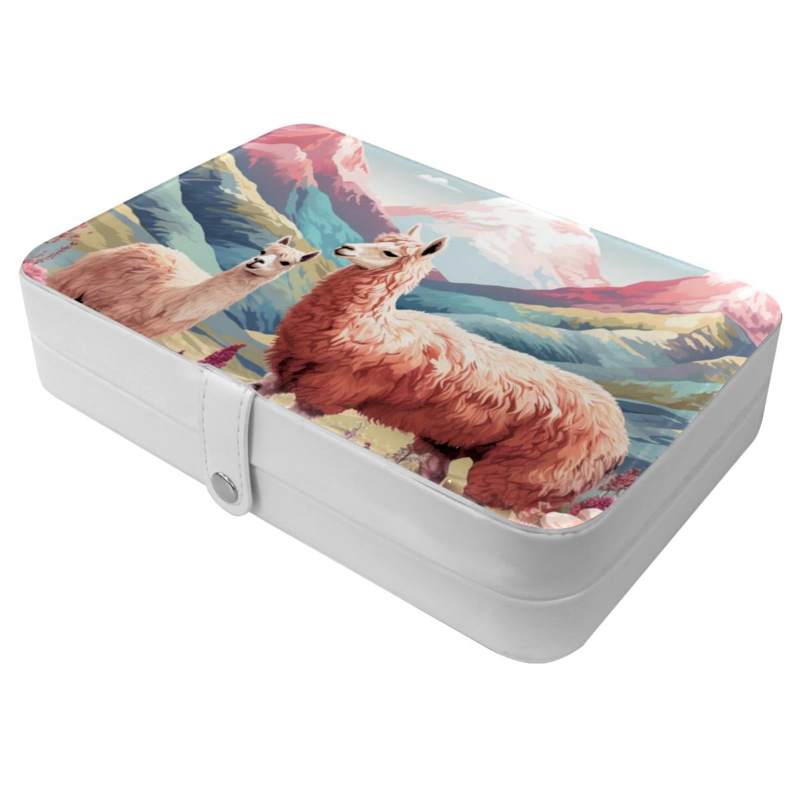 OWNMEMORY Alpaca Pattern Portable PU Leather Necklace Organizer with ...