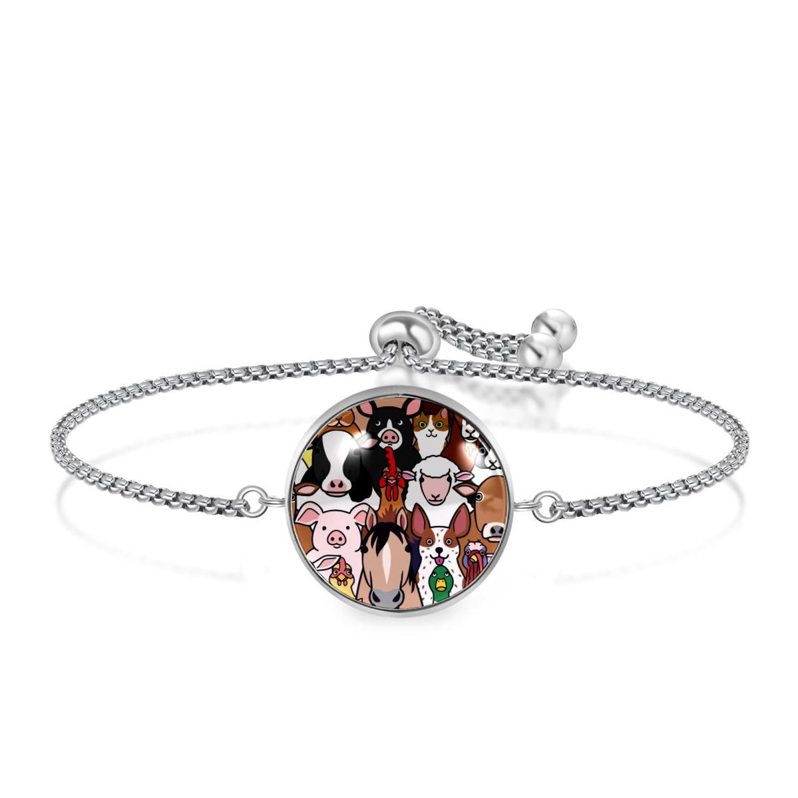 OWNMEMORY Animals Horse Pig Dog Cat Sheep Chicken Pattern Stainless ...