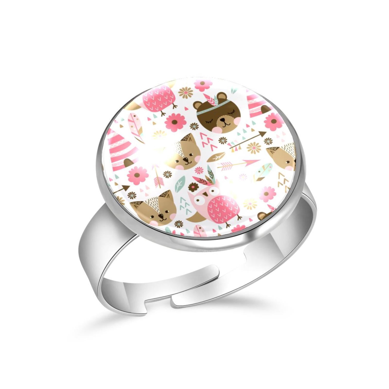 OWNMEMORY Animals Pink Brown Pattern Stainless Steel Adjustable ...