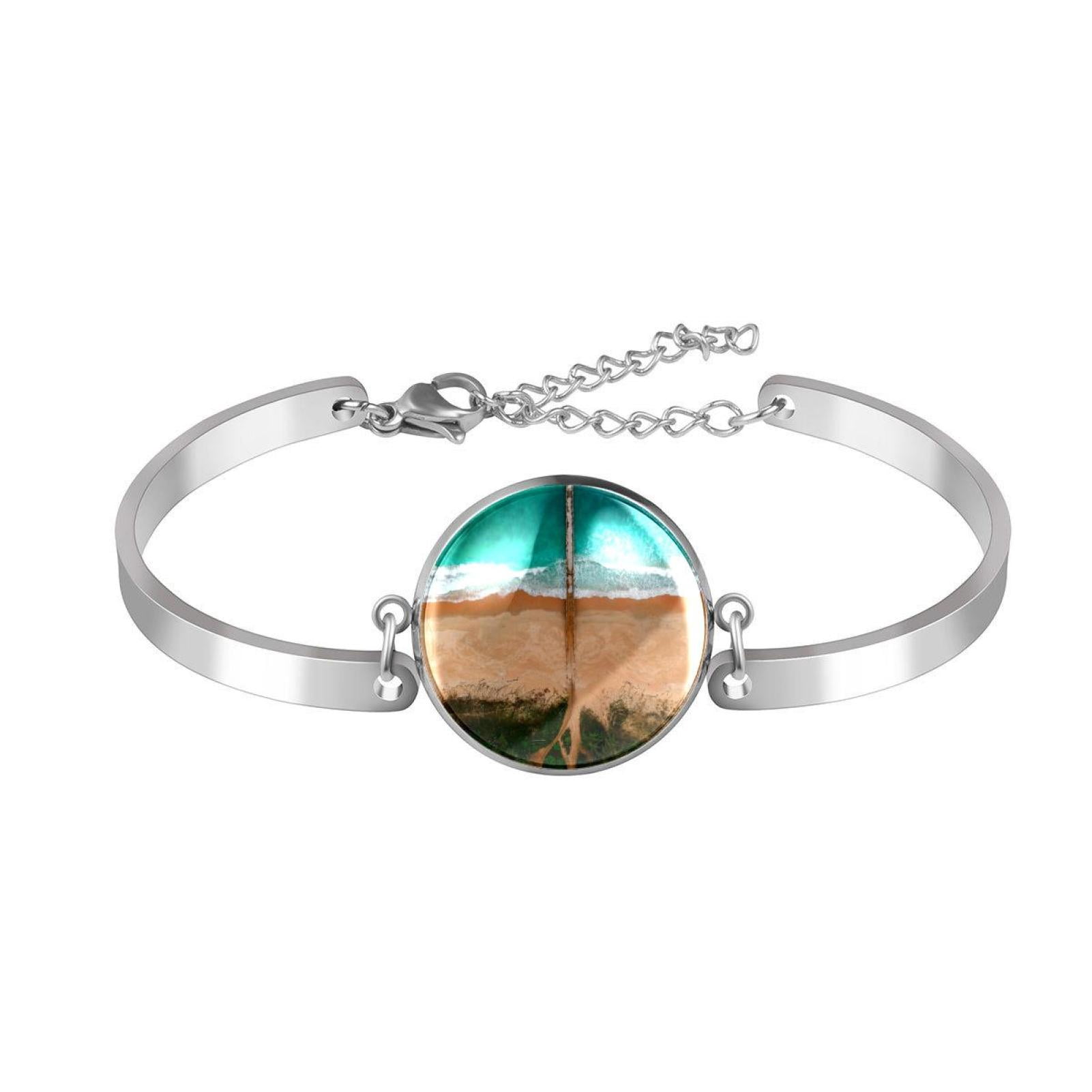 OWNMEMORY Beach Sea Ocean Coastal Pattern Adjustable Stainless Steel ...