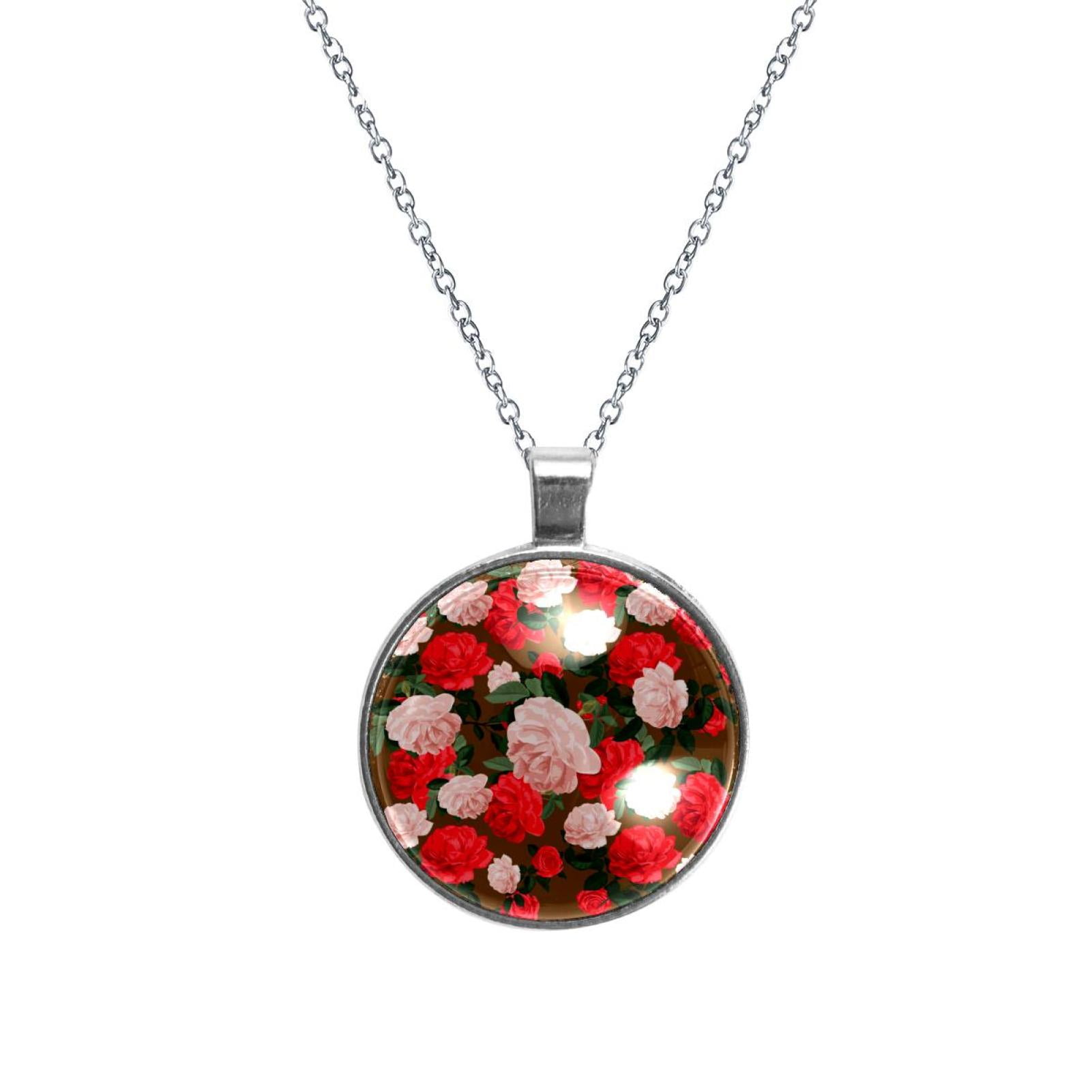 OWNMEMORY Beautiful Red Pink Camellia Flowers Pattern Stunning Circular ...