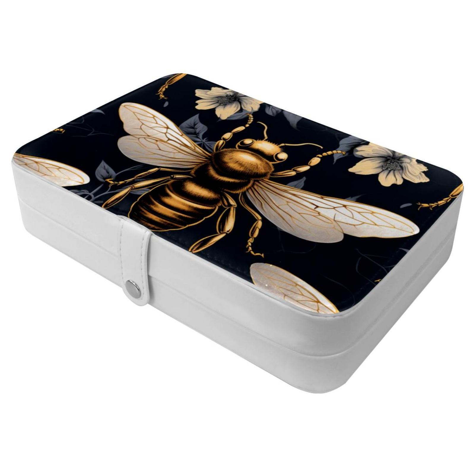 OWNMEMORY Bees Pattern Portable PU Leather Necklace Organizer with ...