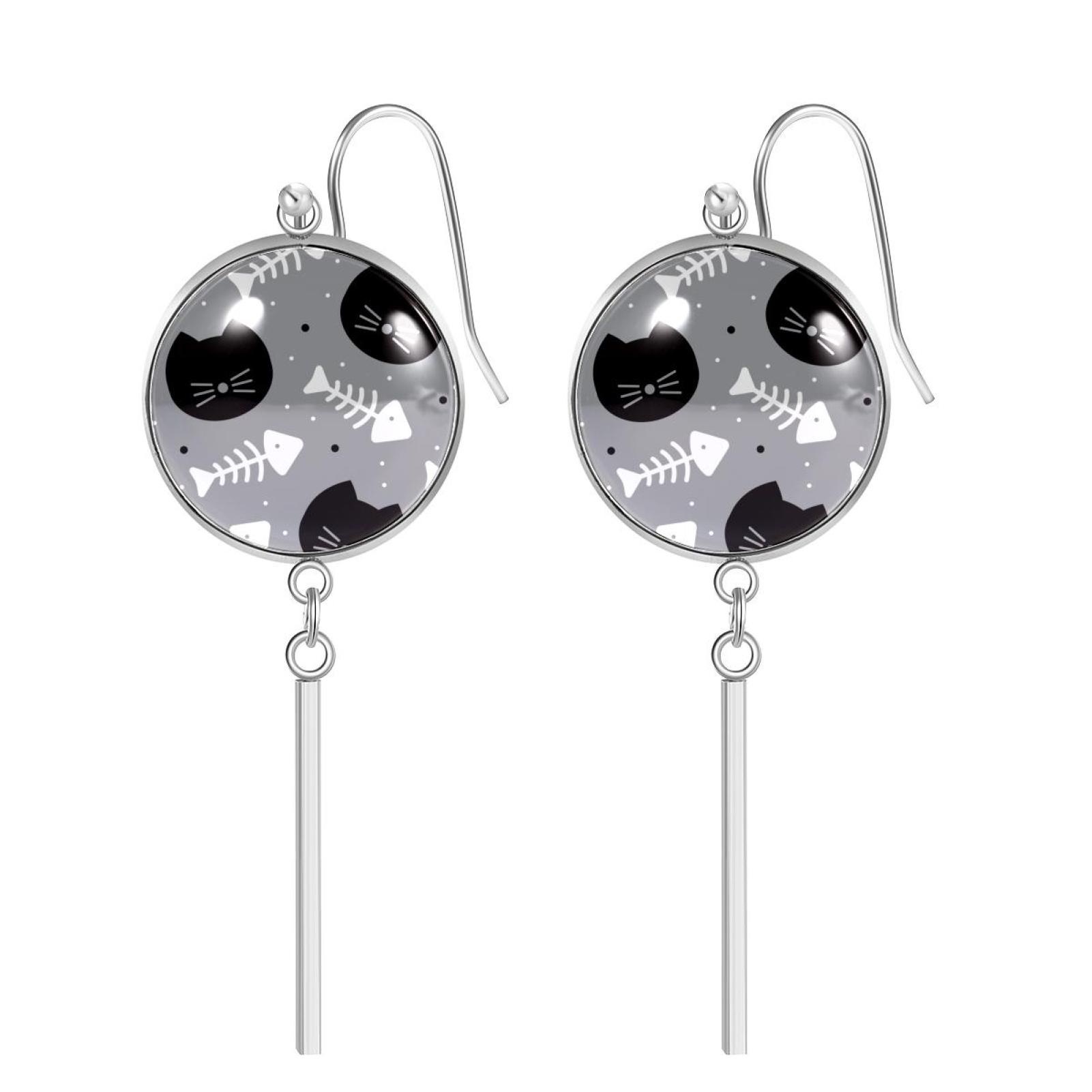 OWNMEMORY Black Cat & White Fish Bone-01 Pattern, Pattern Elevate Your ...