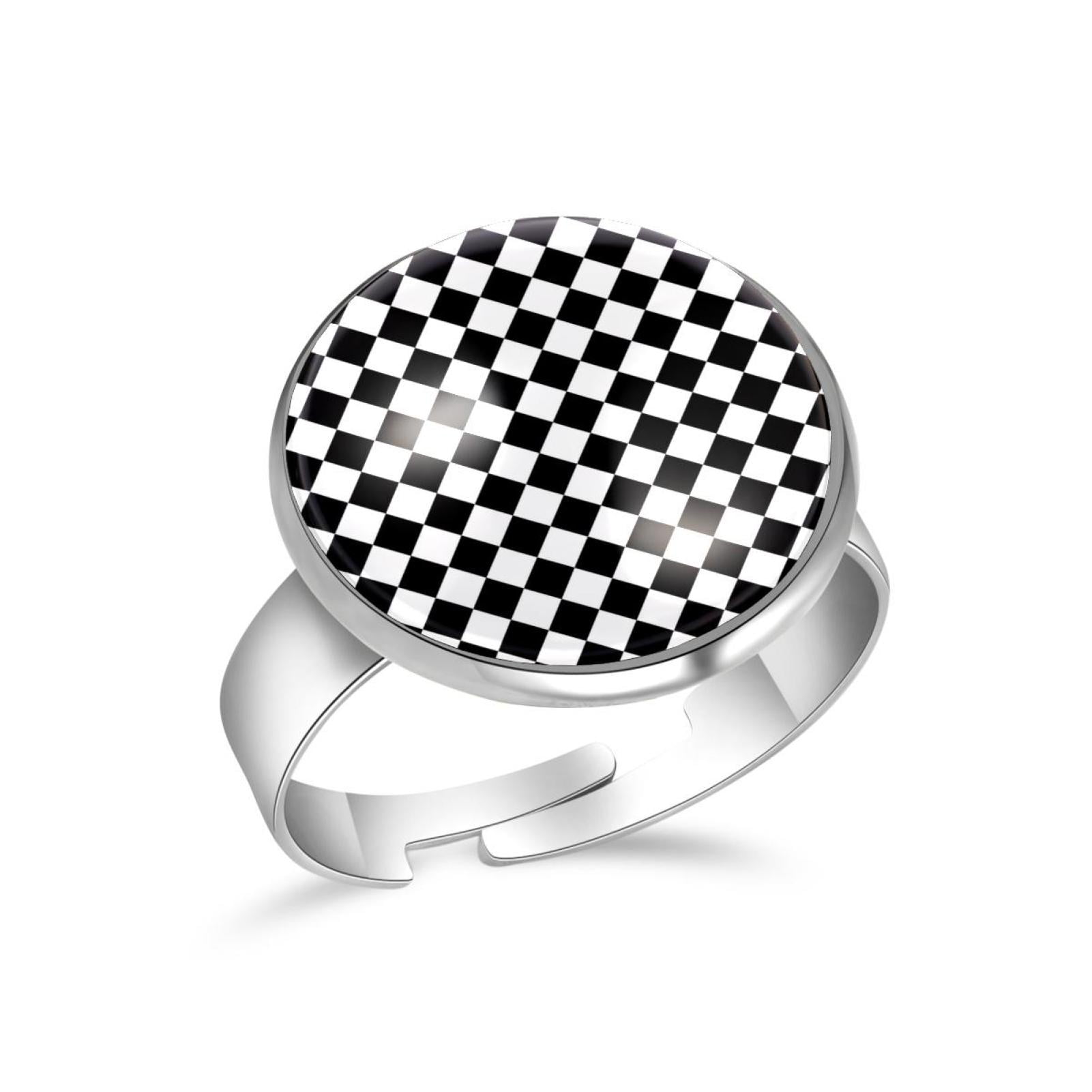OWNMEMORY Black White Square Checkerboard Pattern Stainless Steel ...